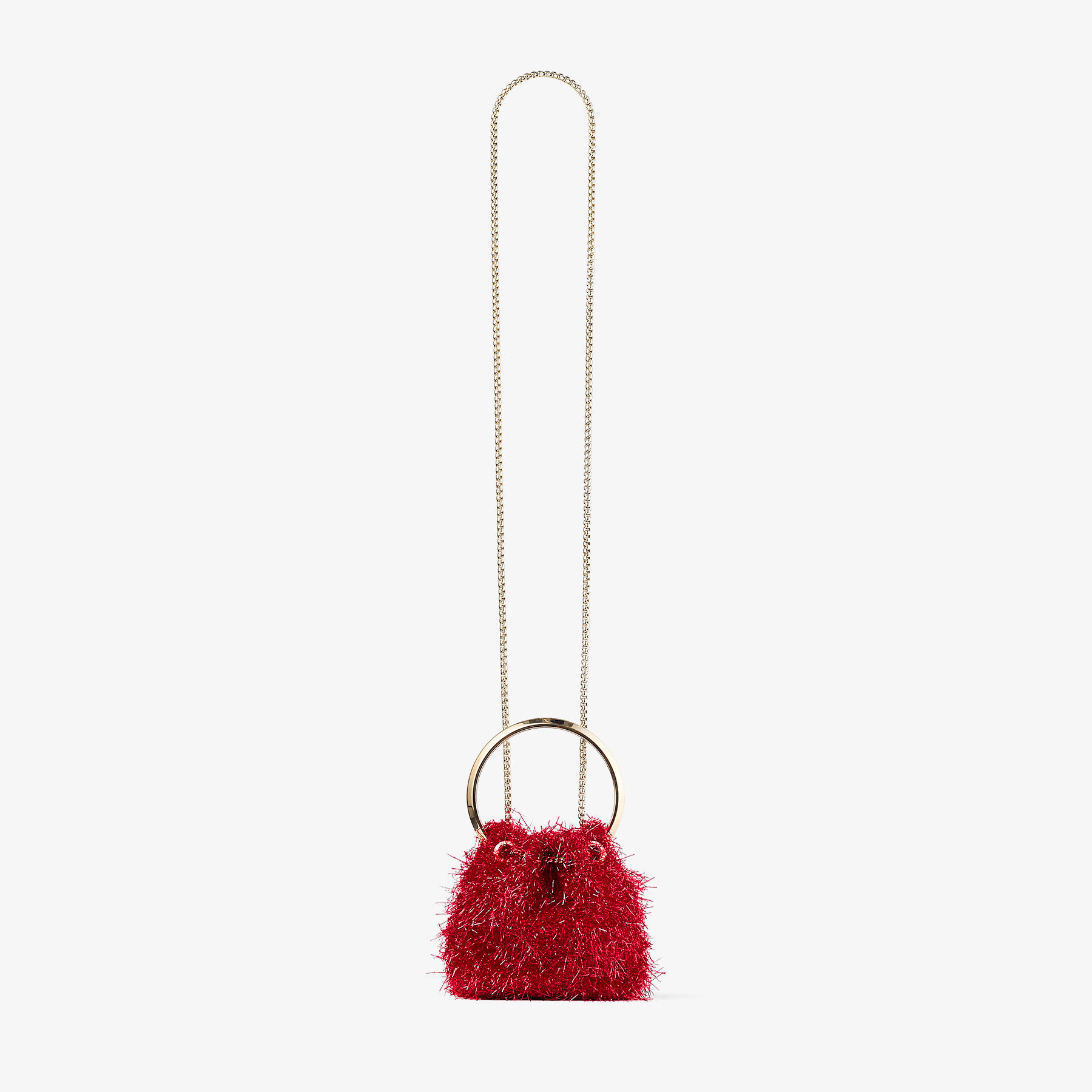 Micro Bon Bon | Ruby Red Tinsel Mini Bag | JIMMY CHOO
