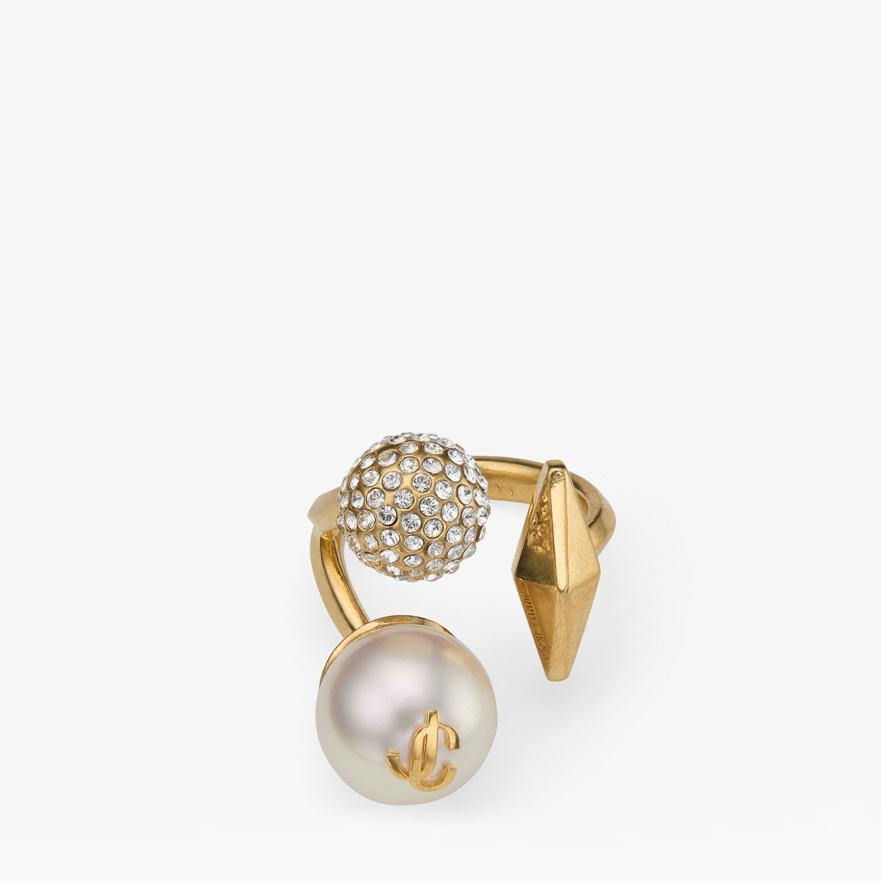 Multi Charm Ring | Gold/White/Crystal Pearl Gold Finish Rings | JIMMY CHOO