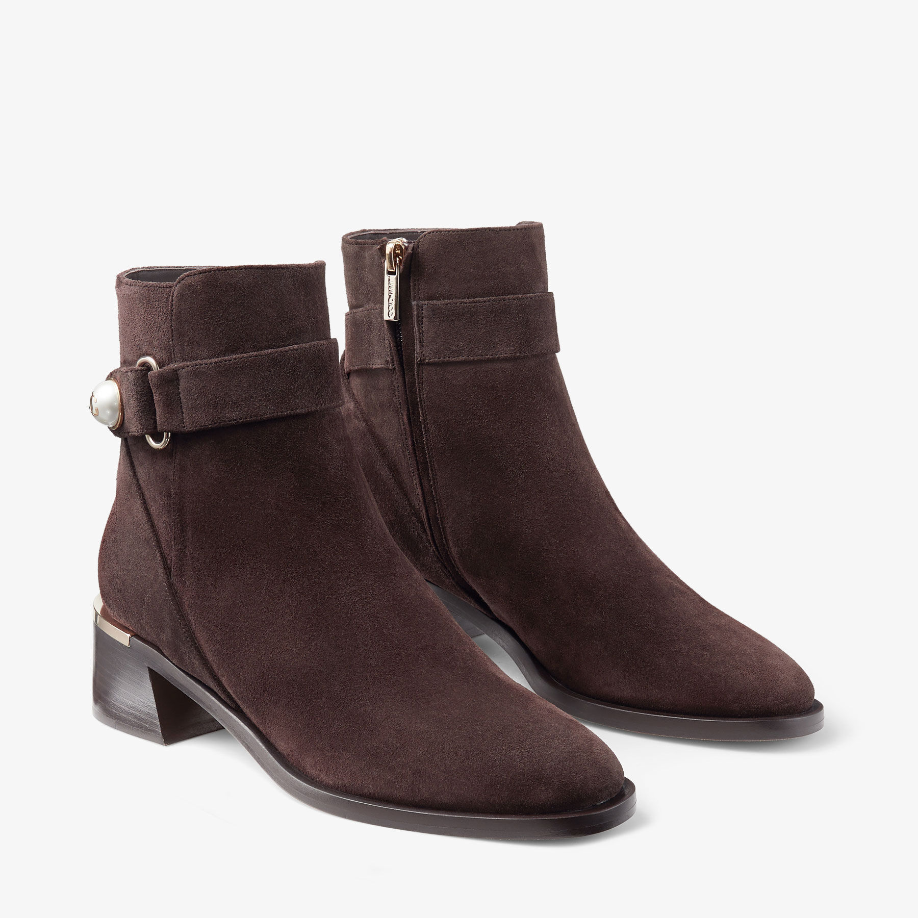 Noor 45 | Coffee Velvet Suede Boot | JIMMY CHOO