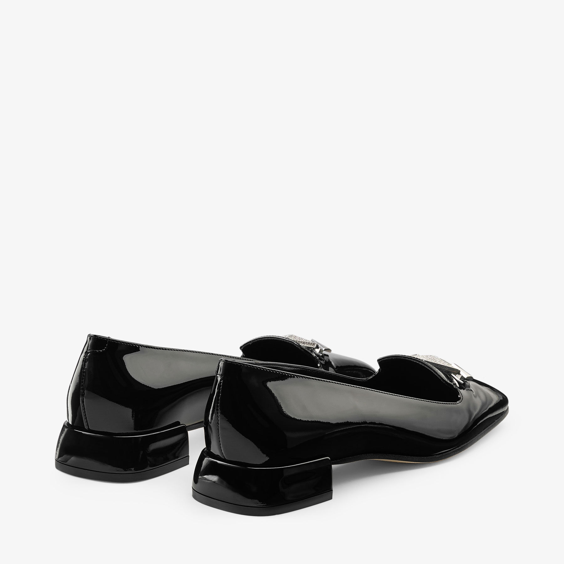 Ravi Flat | Black/Crystal Patent Leather Flats | JIMMY CHOO