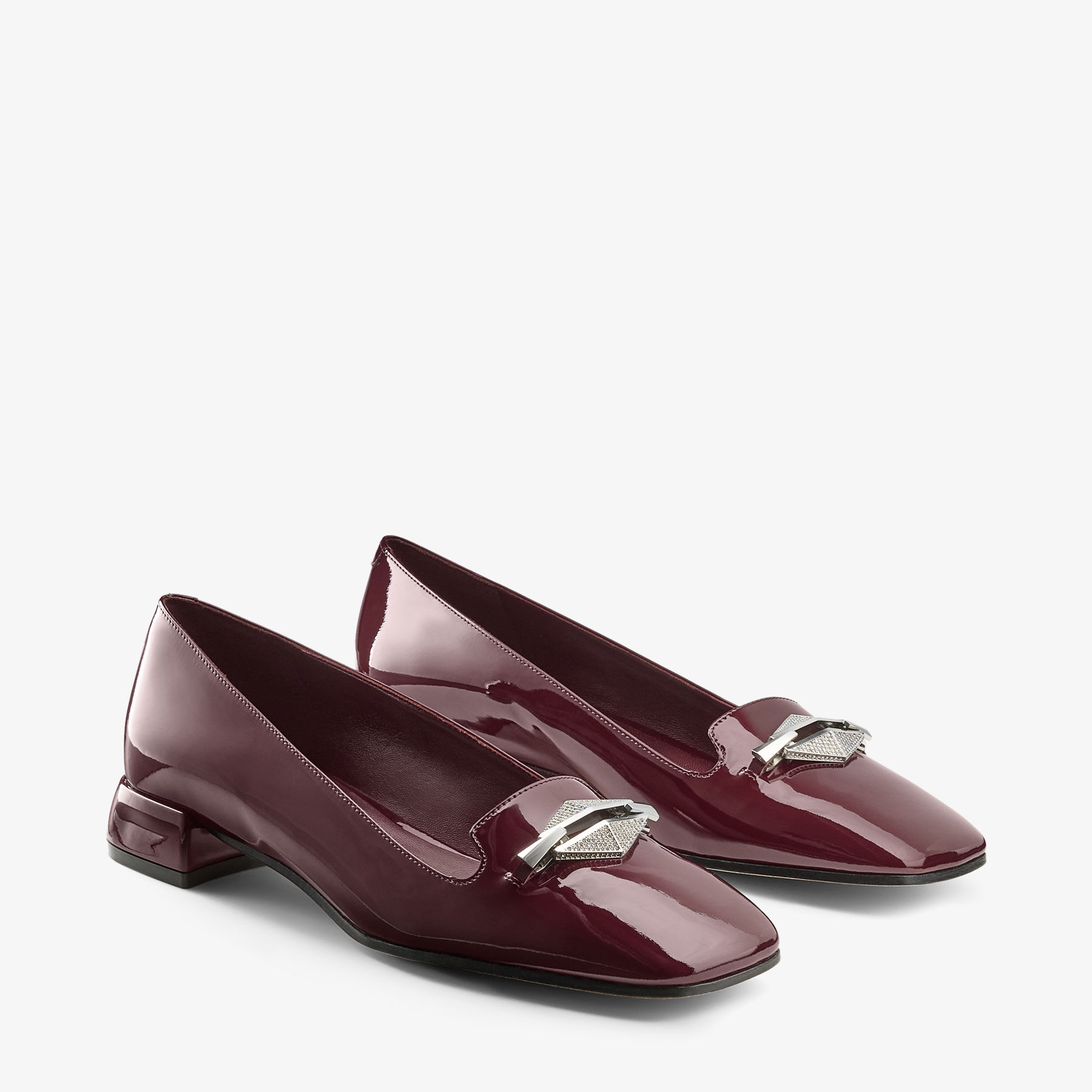 Ravi Flat | Garnet/Crystal Patent Leather Flats | JIMMY CHOO