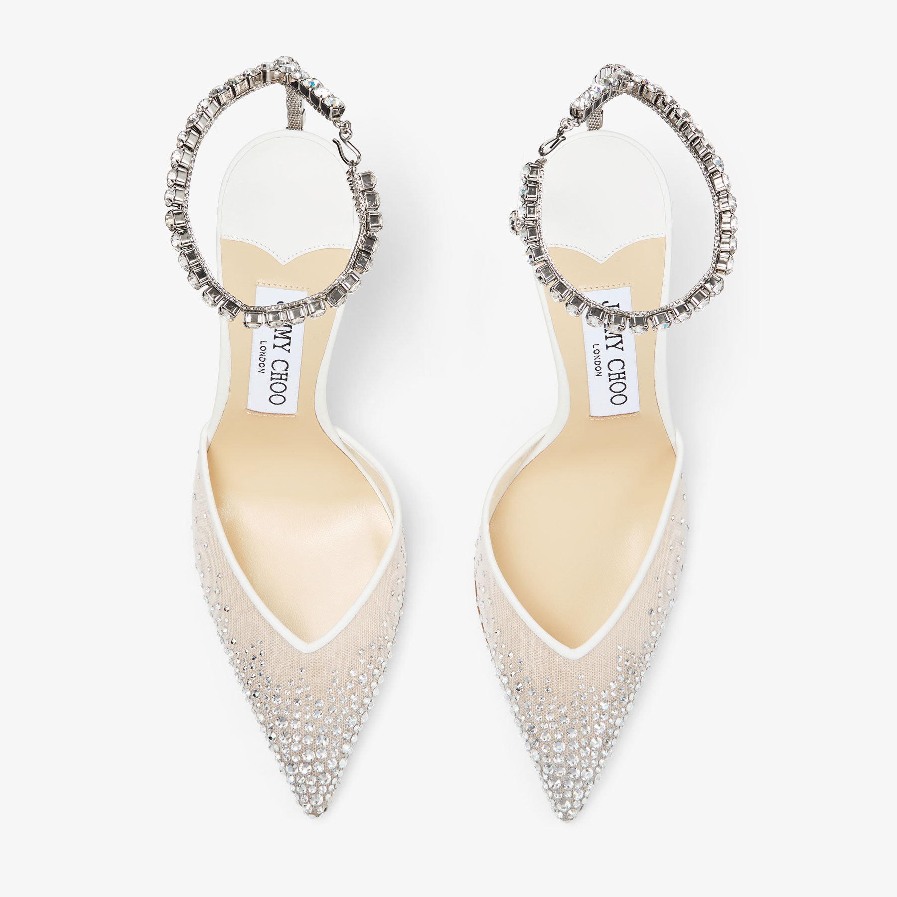 Saeda 100|White Crystal Chain Pumps| JIMMY CHOO AU