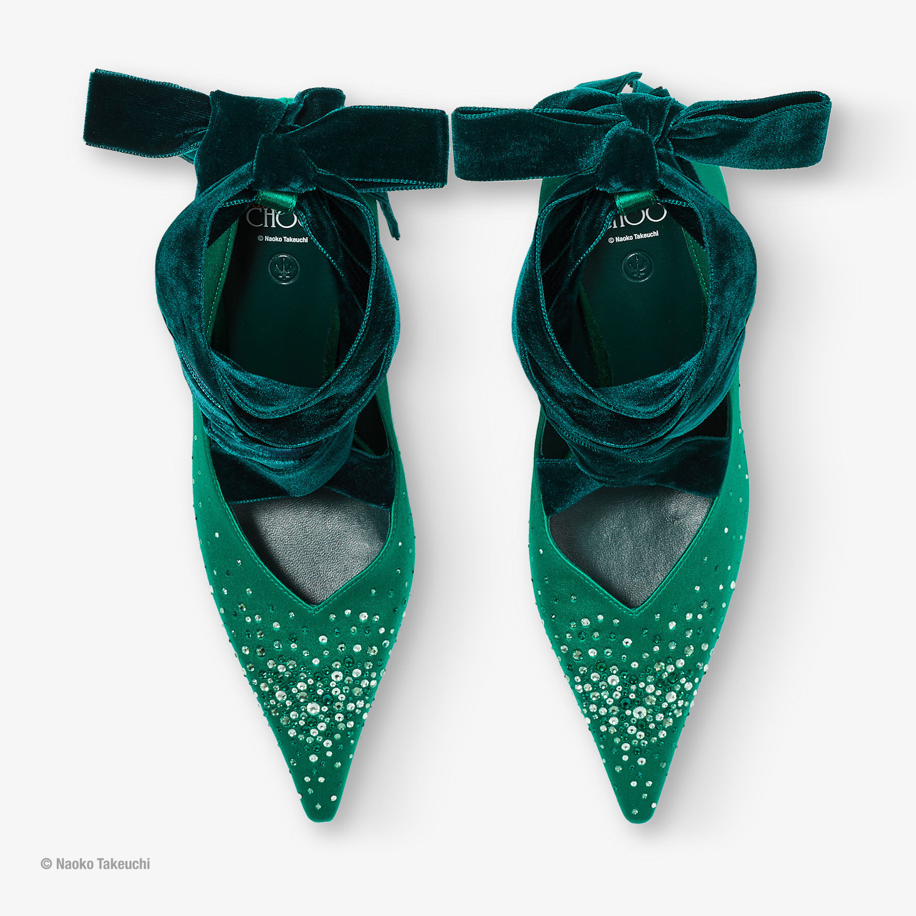 Sailor Neptune Pump 80 | Emerald Green Crystal Satin Shoe | JIMMY CHOO