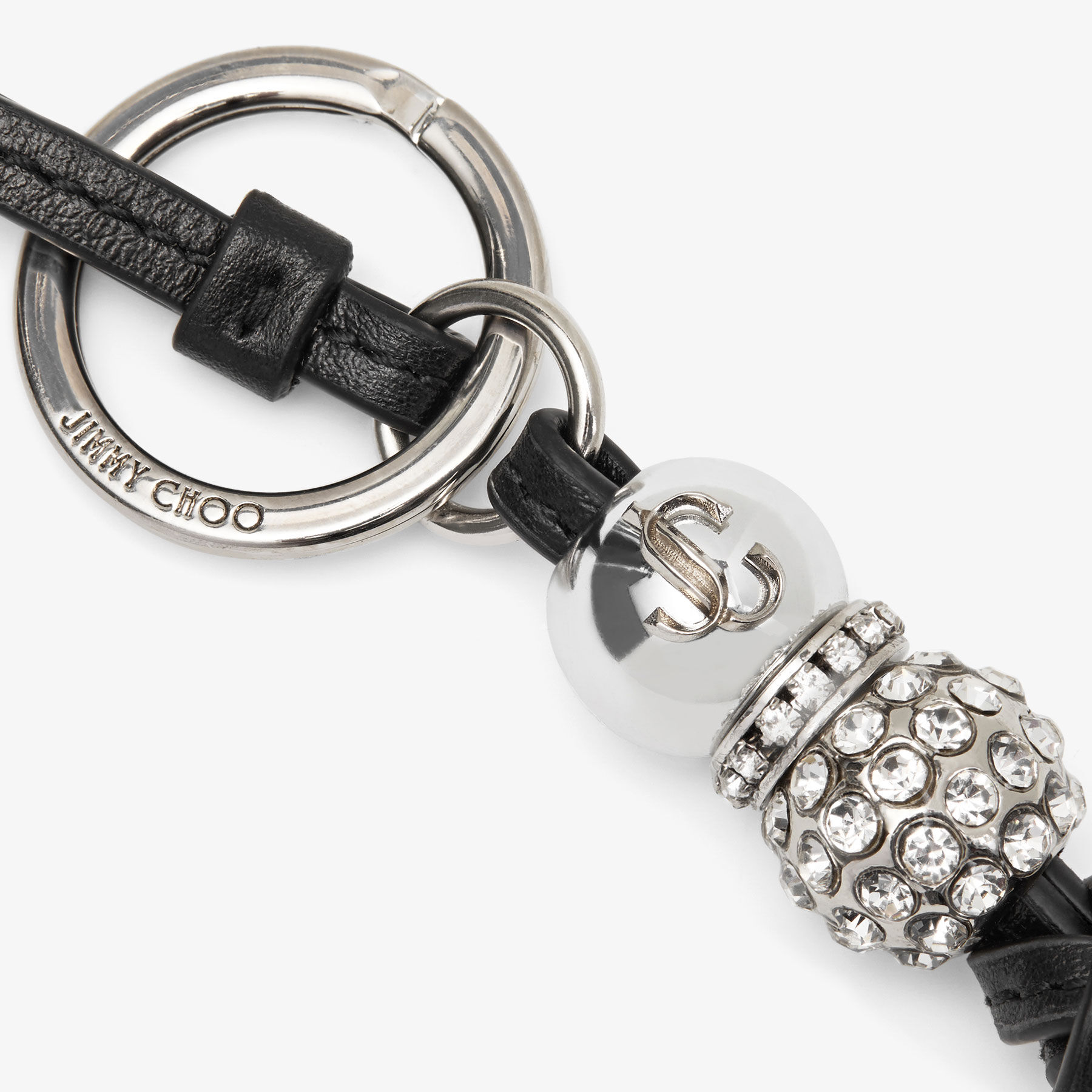 Spheres Charm | Black Leather Bag Charm | JIMMY CHOO