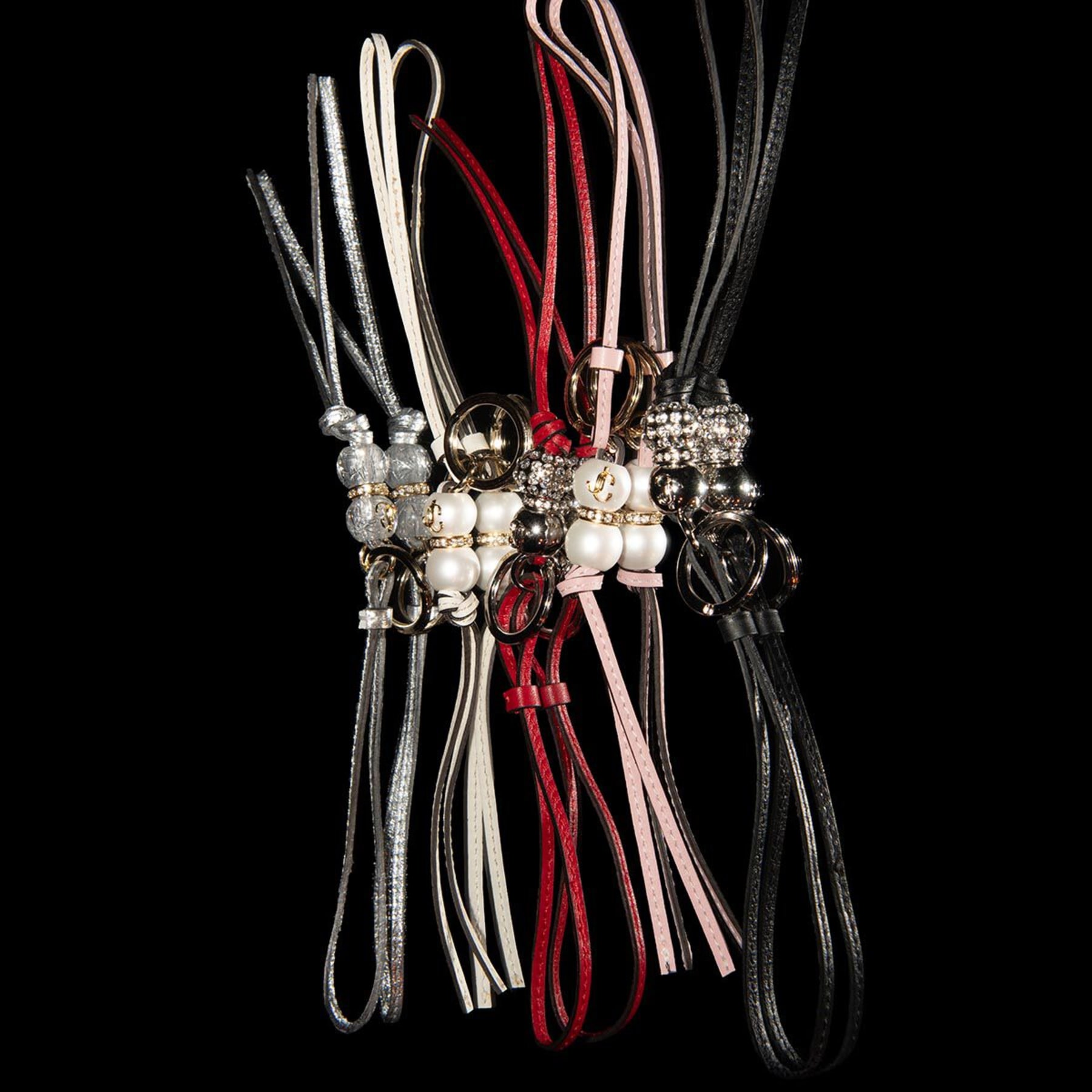 Spheres Charm | Rose Leather Pearl Bag Charm | JIMMY CHOO