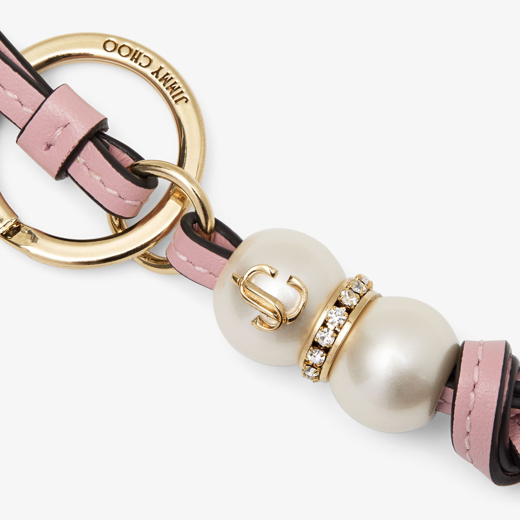 Spheres Charm | Rose Leather Pearl Bag Charm | JIMMY CHOO