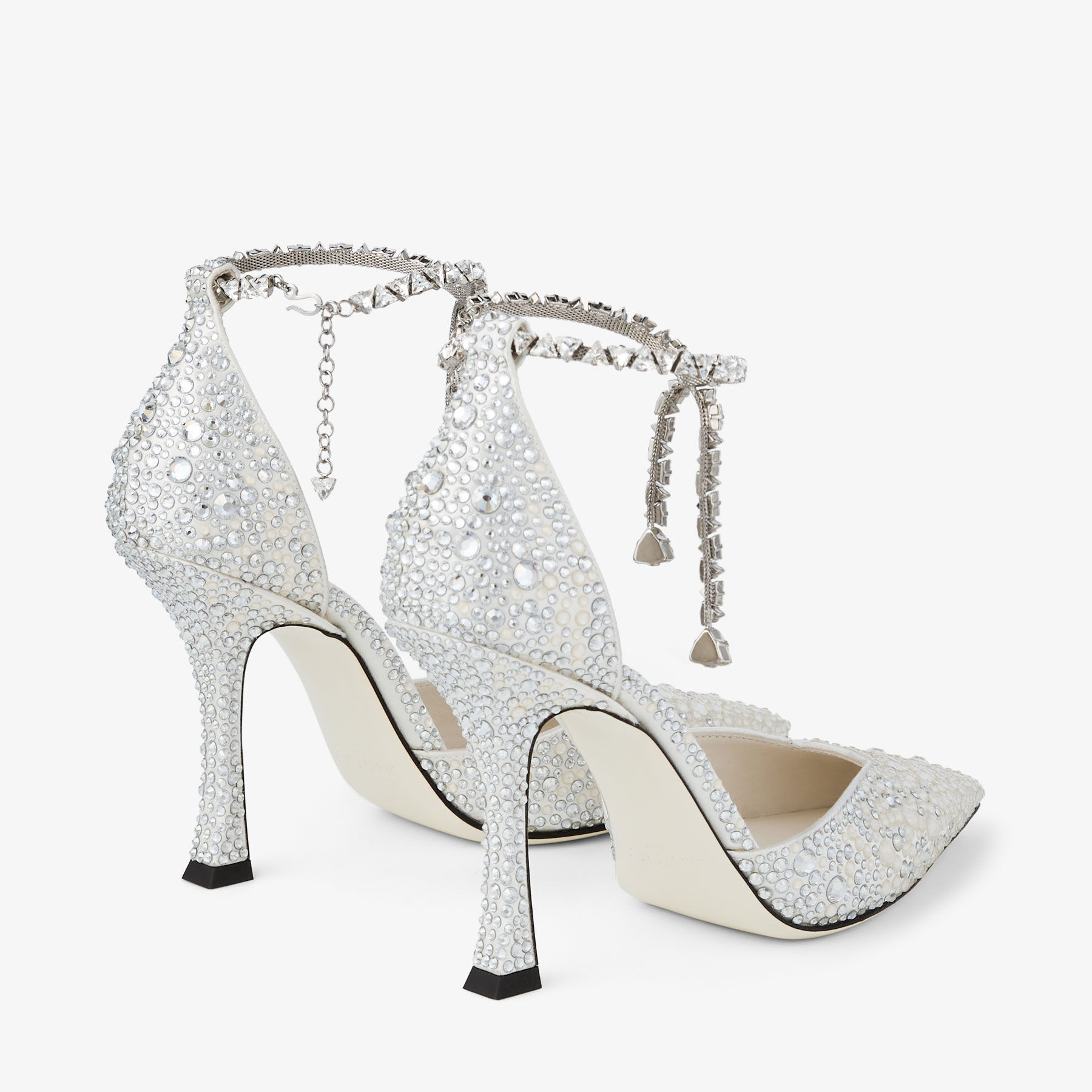 Stevie 100 | Ivory Satin Crystal Pumps | JIMMY CHOO AU