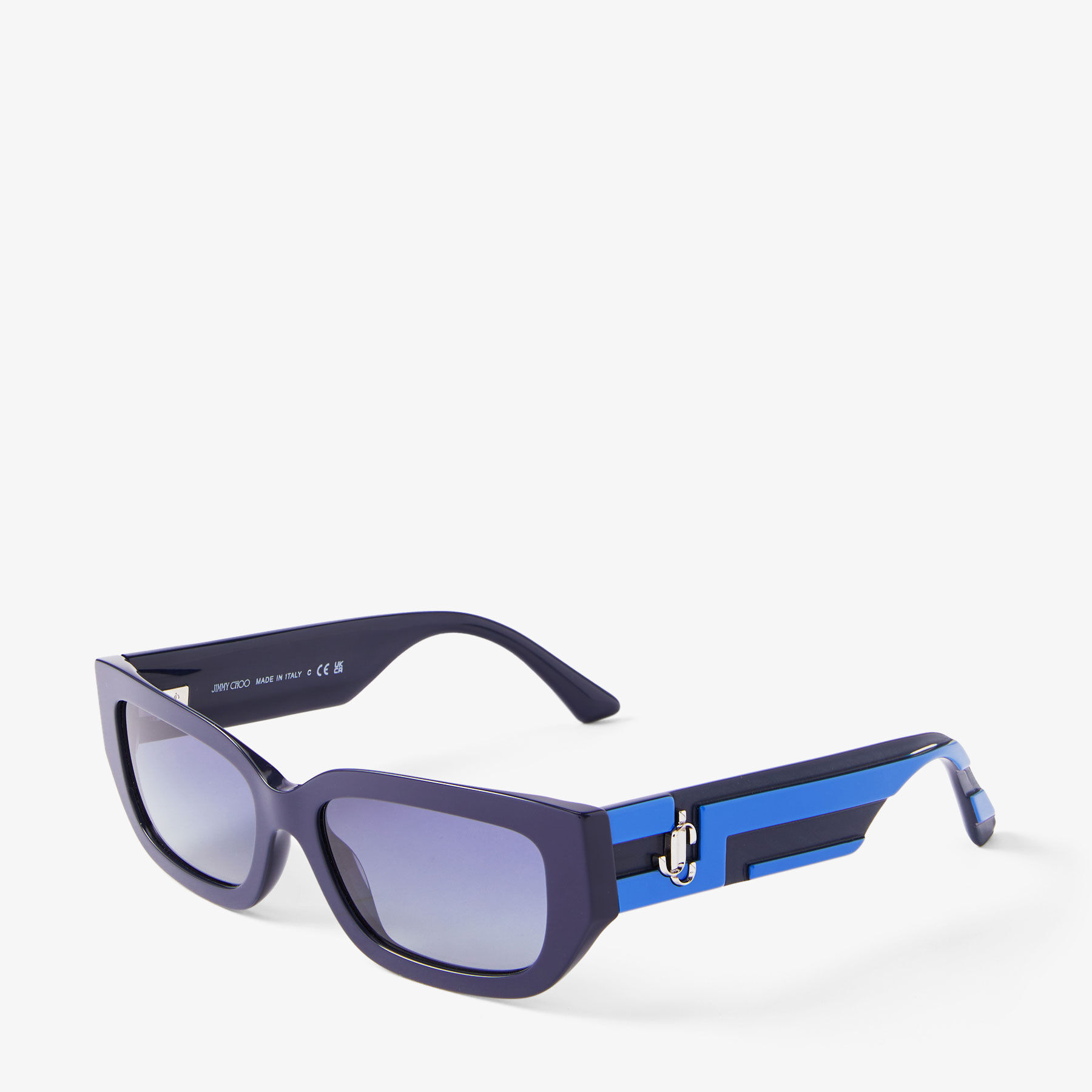 Pua | Pale Gold Square Sunglasses with Crystals | JIMMY CHOO