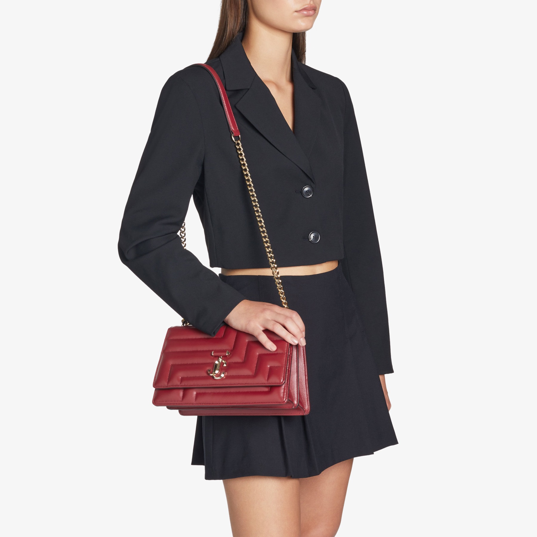 AVENUE SHOULDER/M | Cranberry Avenue Nappa Leather Shoulder Bag with JC ...
