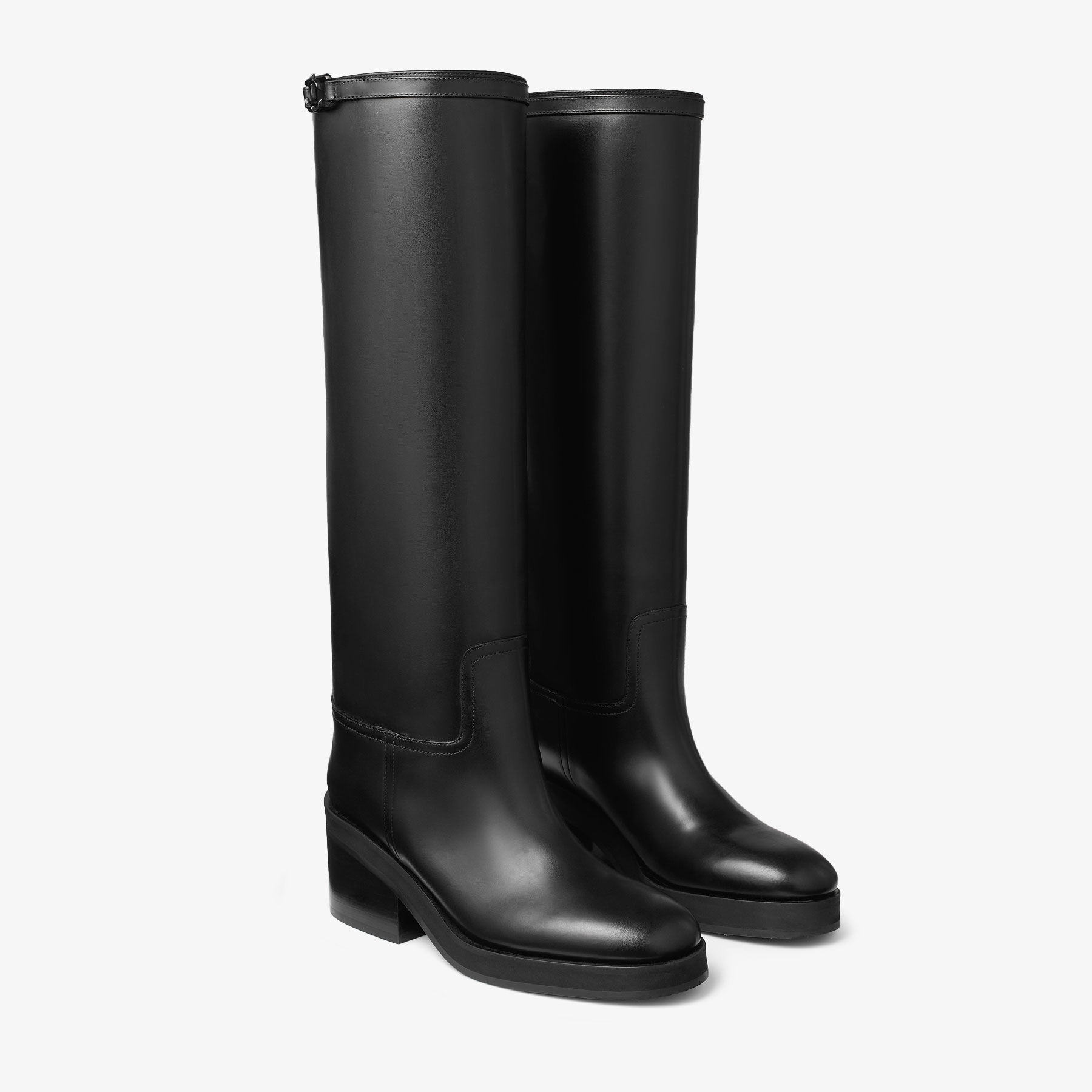 Yasmin KB 70 | Black Leather Knee-High Boots | JIMMY CHOO NZ