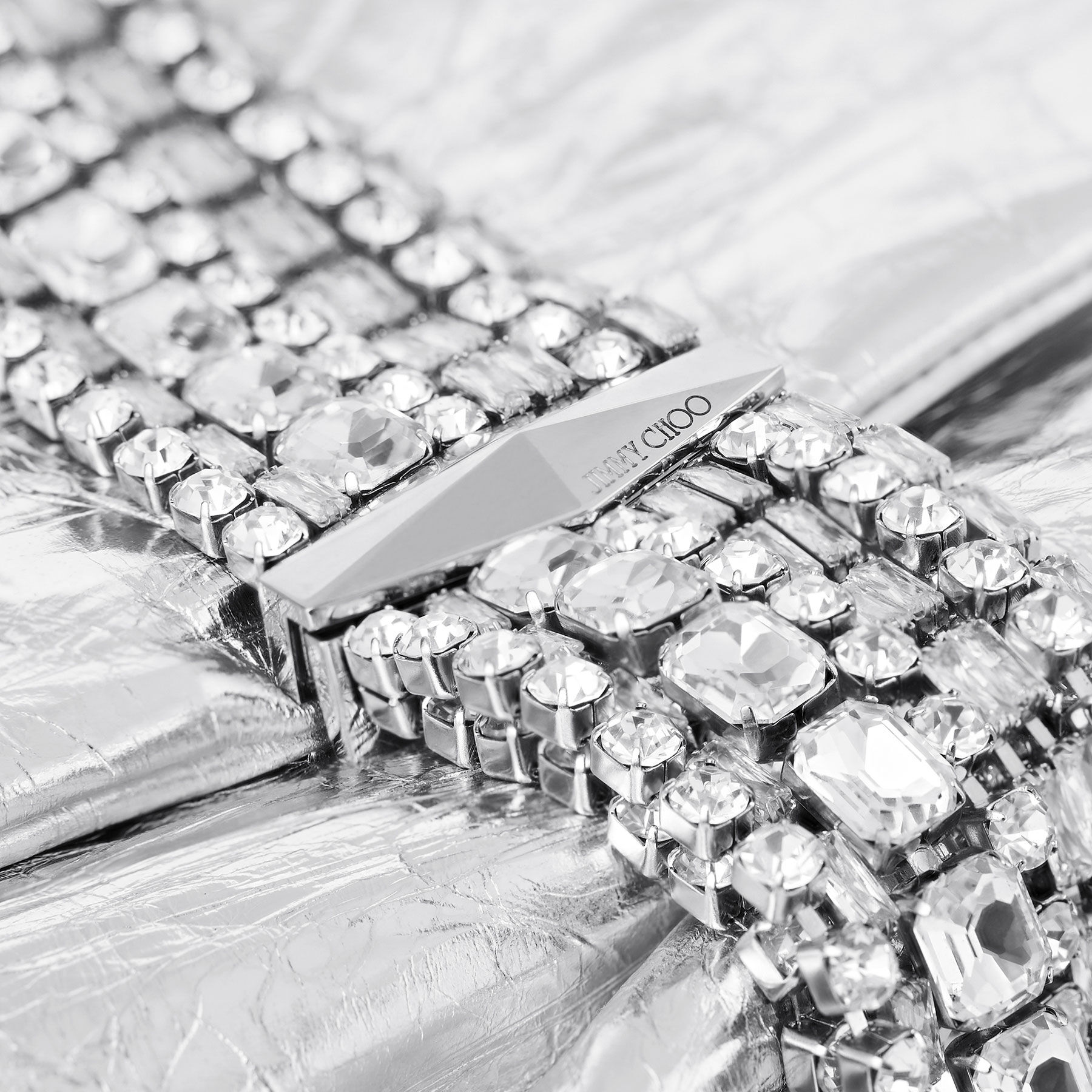 Zandra | Silver Vintage Metallic Leather Clutch Bag | JIMMY CHOO