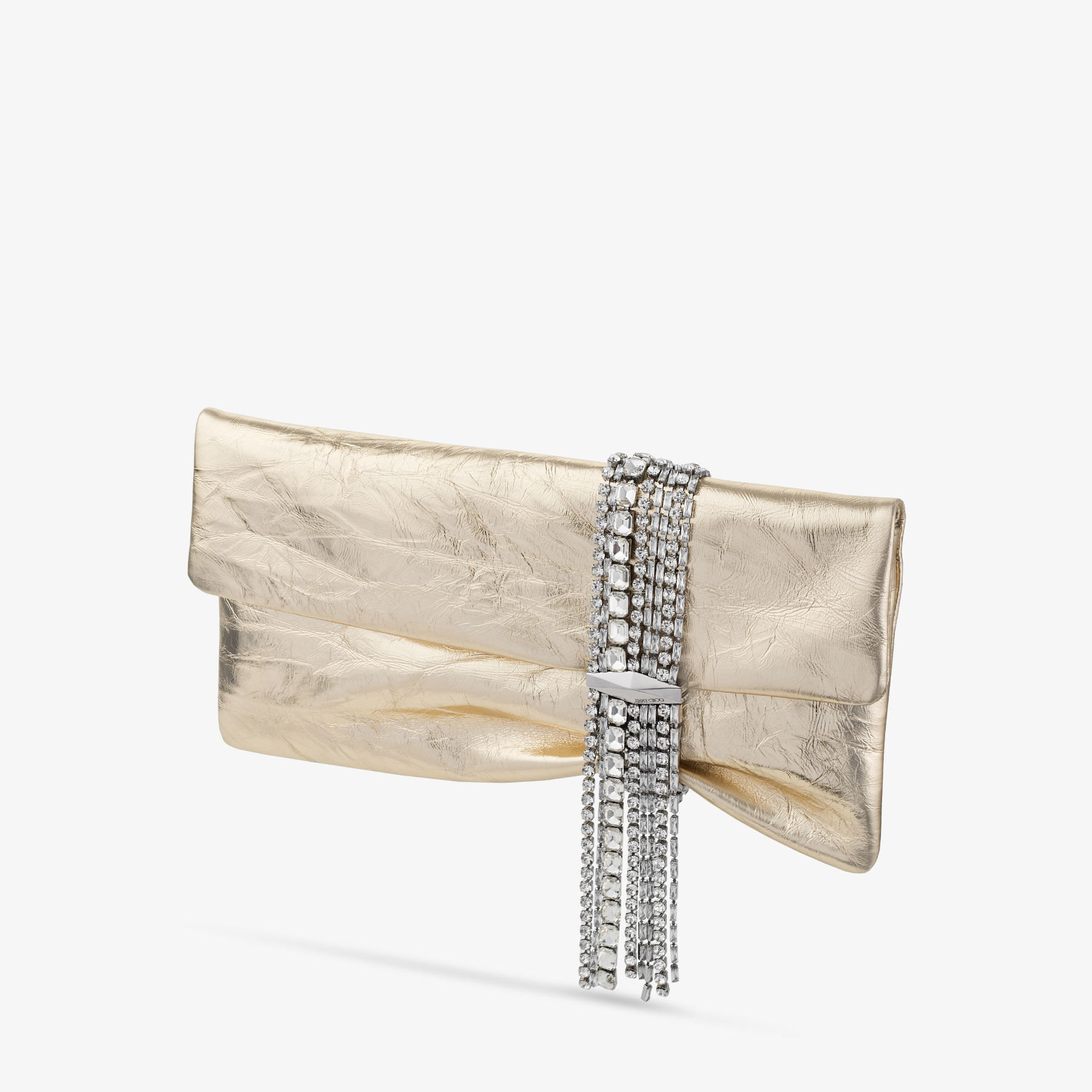 Zandra | Bolso de mano en piel metalizada de color platino con efecto ...