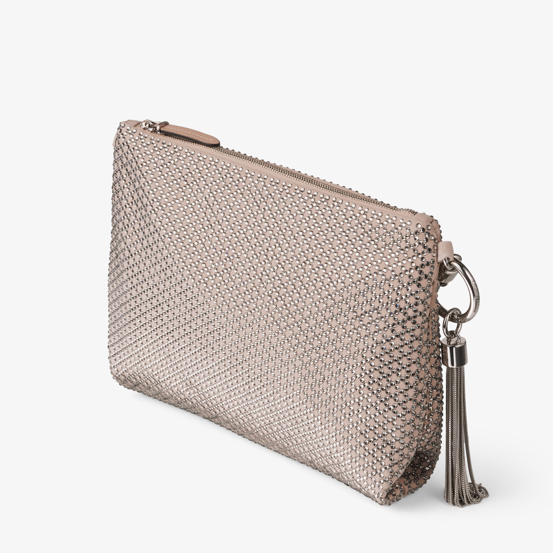 Ballet Pink Suede Clutch Bag with Diamond Motif and Crystal Hotfix ...