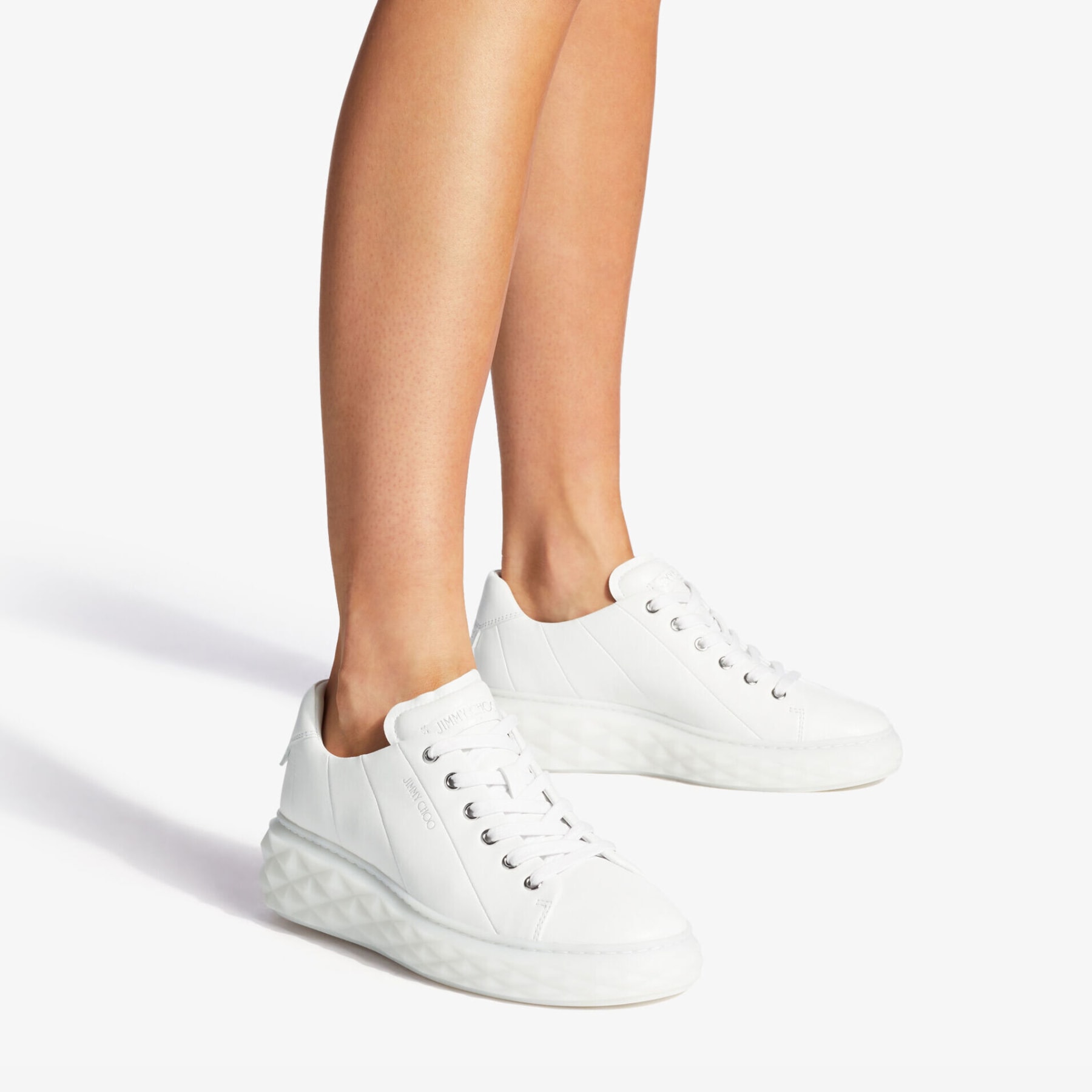DIAMOND LIGHT MAXI/F | White Nappa Leather Low-Top Trainers with Platform Sole | Summer ...