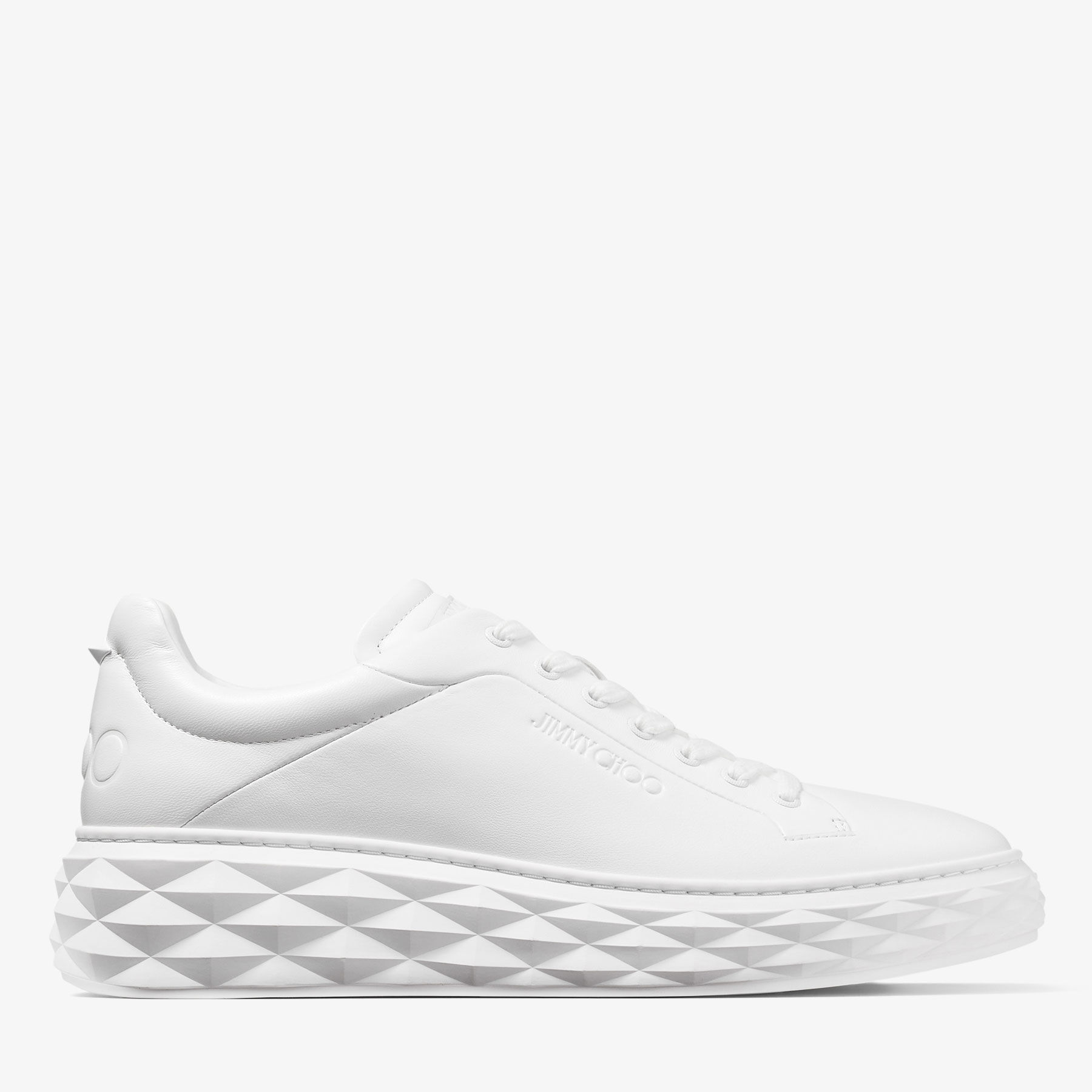 Diamond Maxi/M |White Nappa Leather Trainer| JIMMY CHOO US