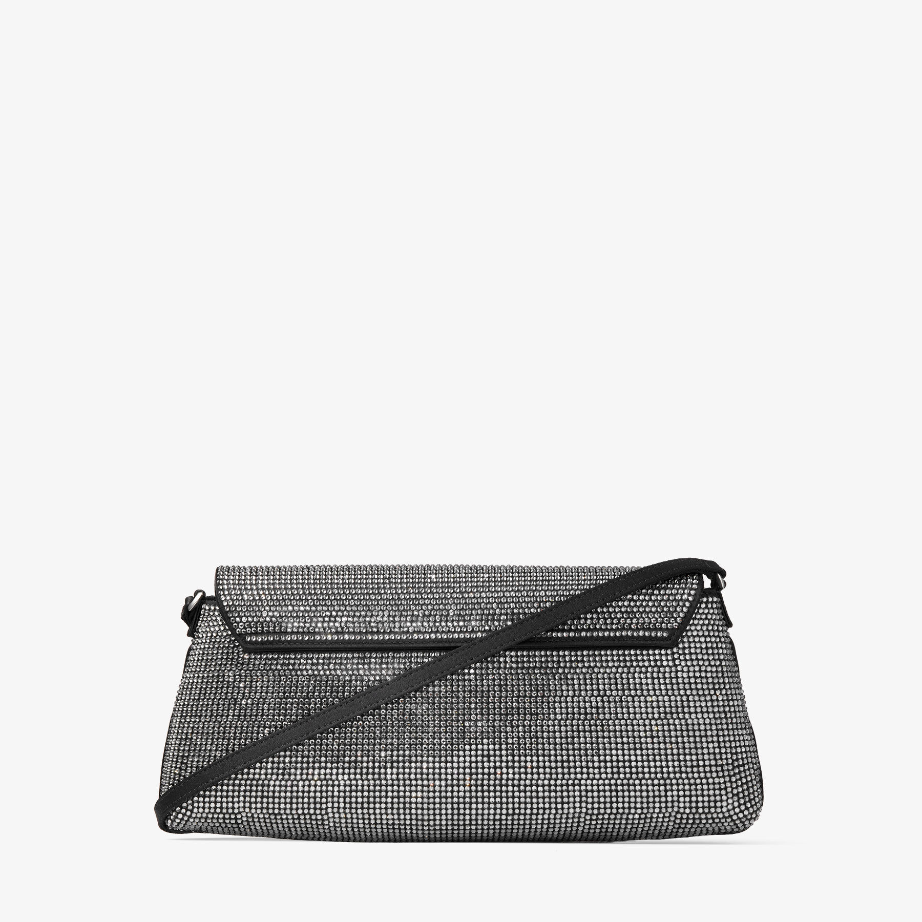 Diamond Shoulder | Black Satin Crystal Bag | JIMMY CHOO CA