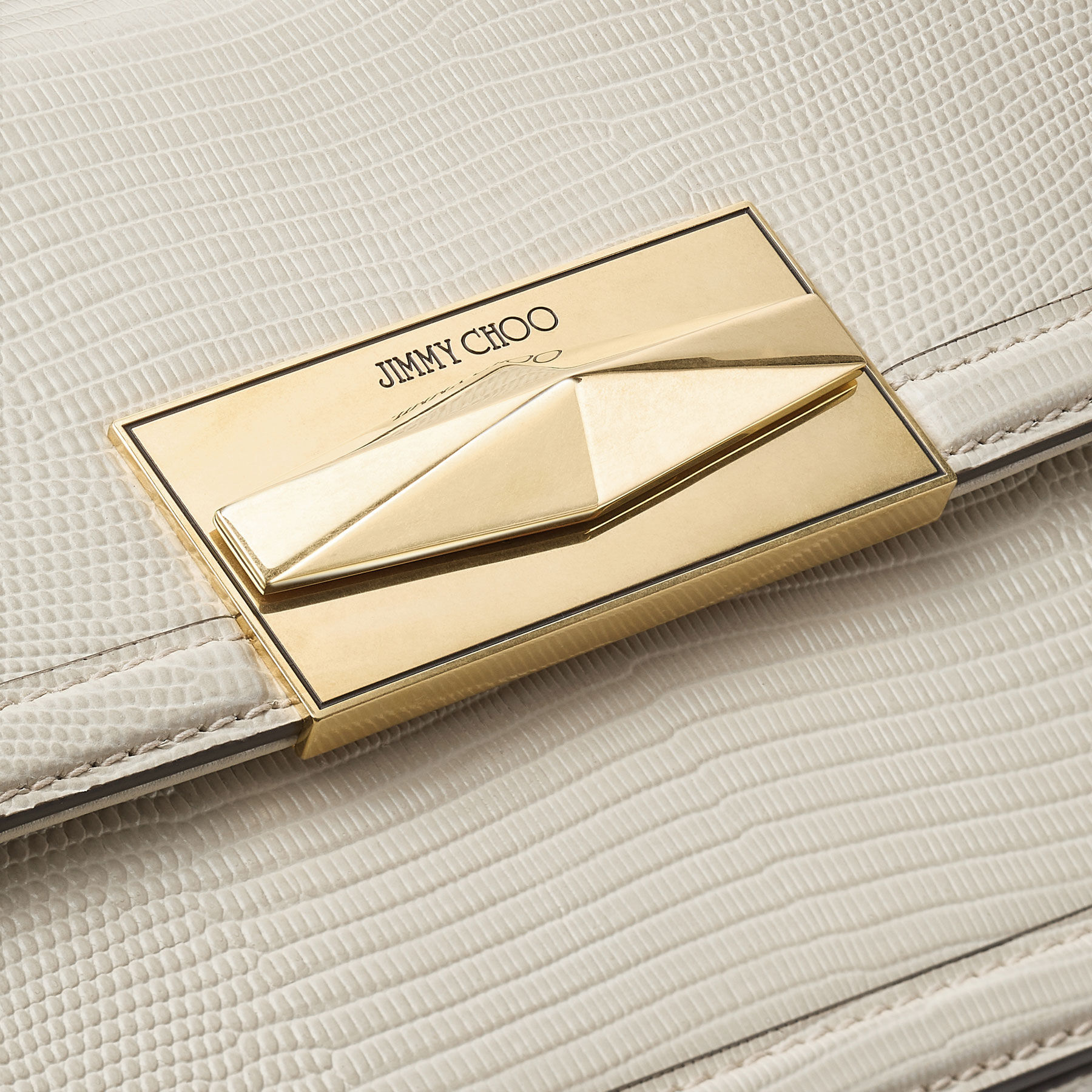 Diamond Tophandle|Gold Lizard Print Top Handle Bag| JIMMY CHOO