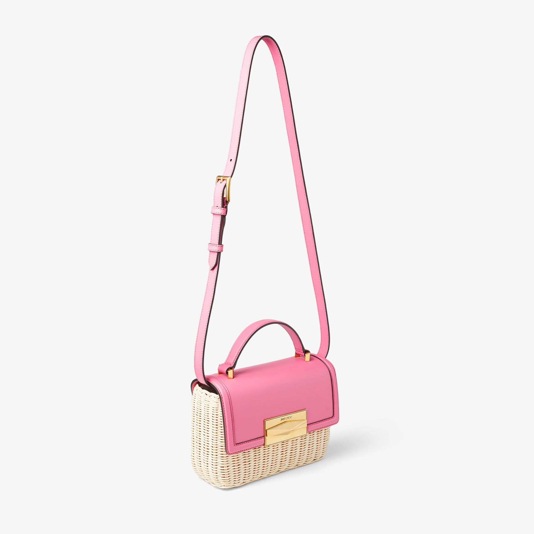 Diamond Tophandle | Natural/Candy Pink Wicker and Leather Top Handle ...
