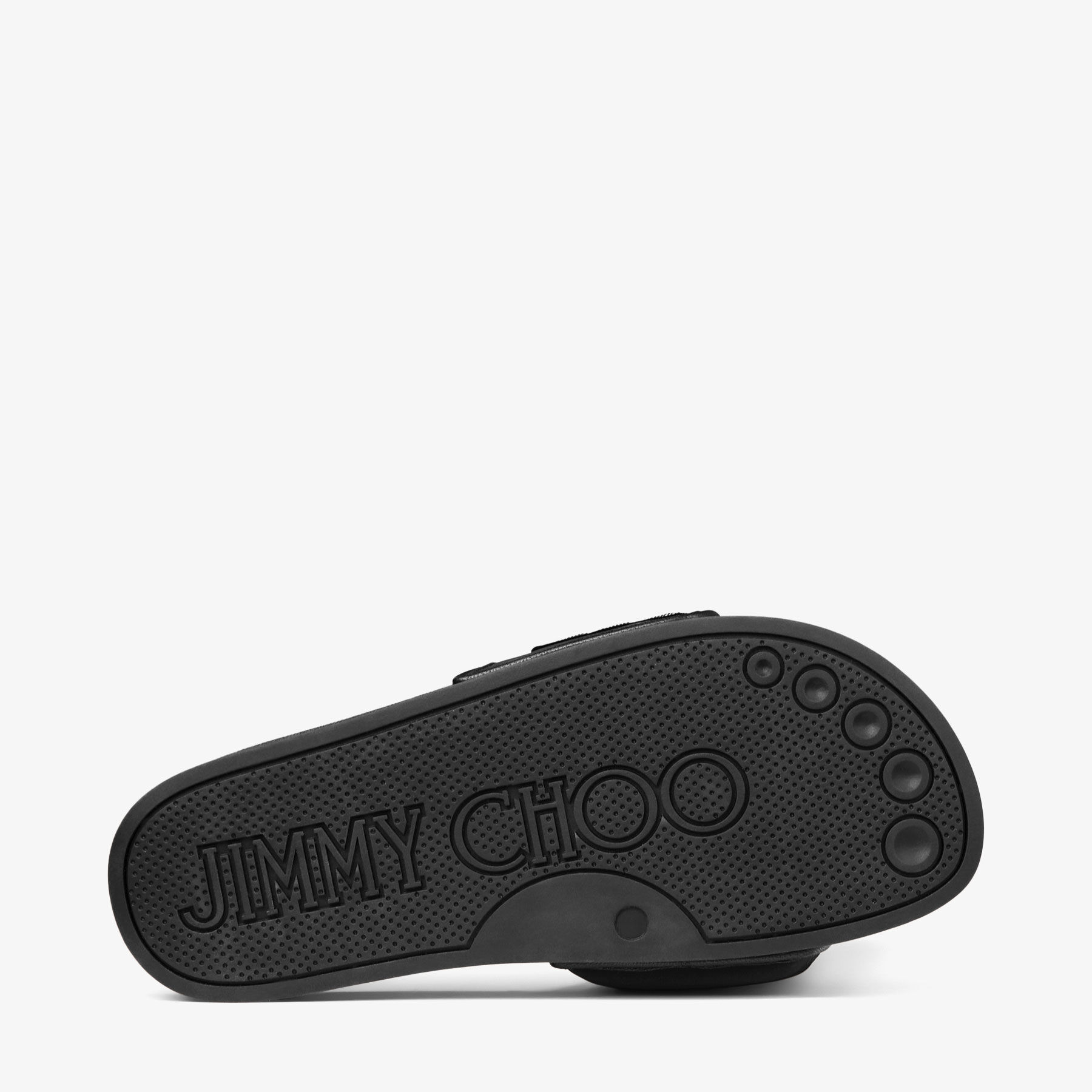 Fitz/F | Black Puffed Logo Lycra Slides | JIMMY CHOO
