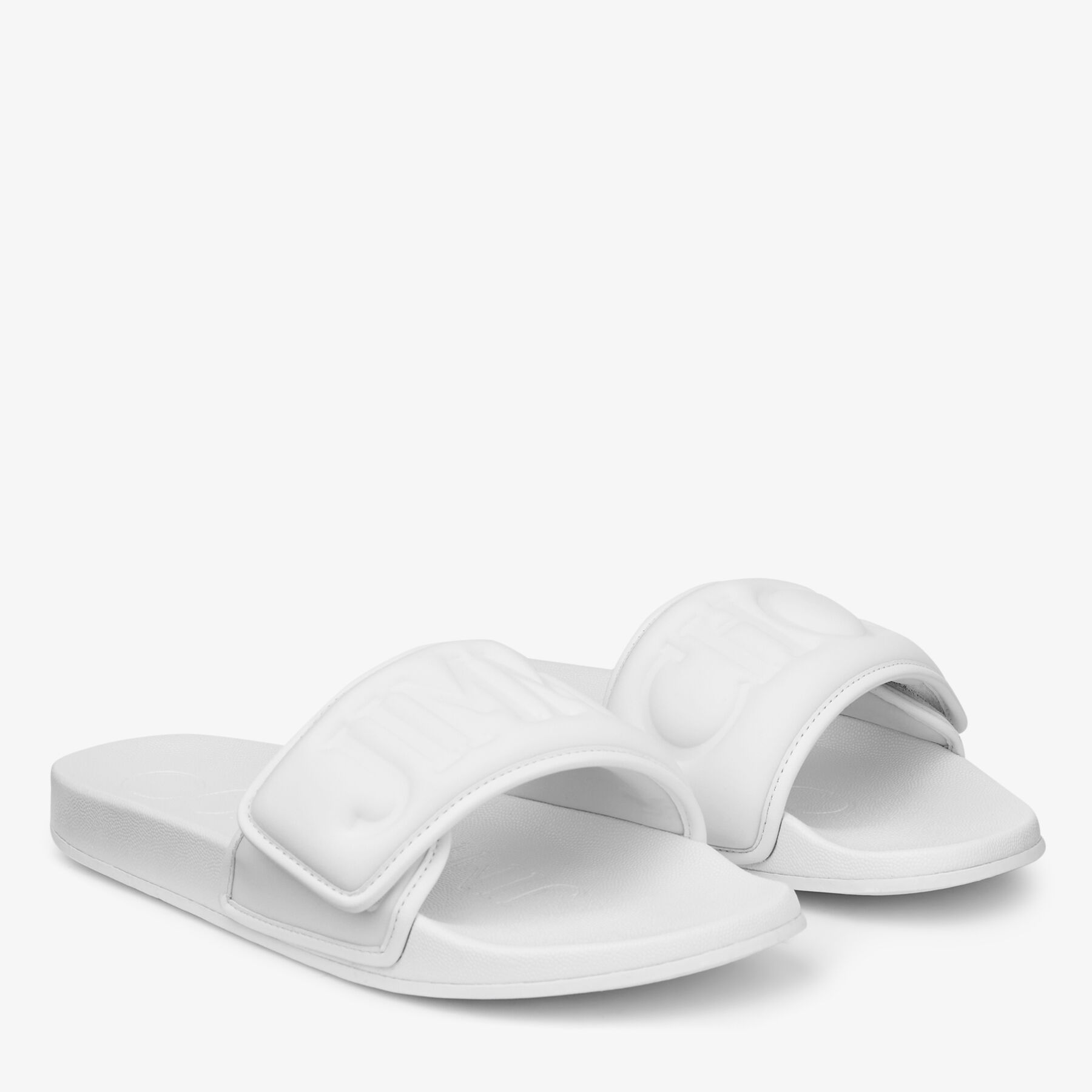 Fitz/M | White Puffed Logo Lycra Slides | JIMMY CHOO