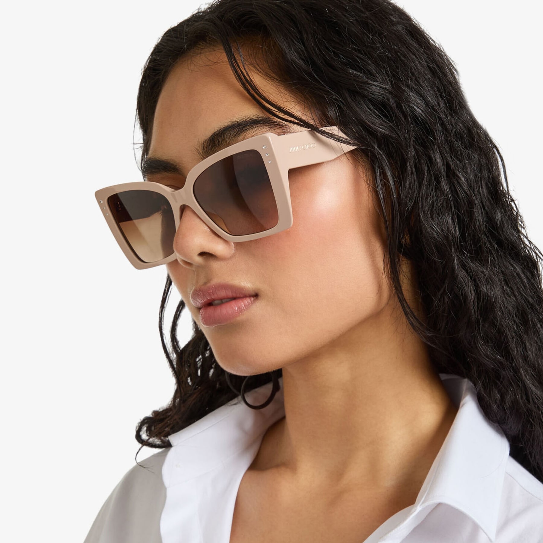 Lorea | Beige Butterfly Frame Sunglasses | JIMMY CHOO