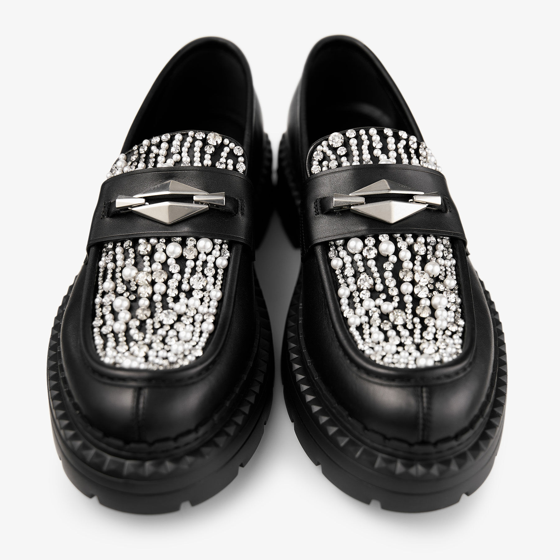 Marlow Diamond/M | Black Leather Pearl Shoes | JIMMY CHOO