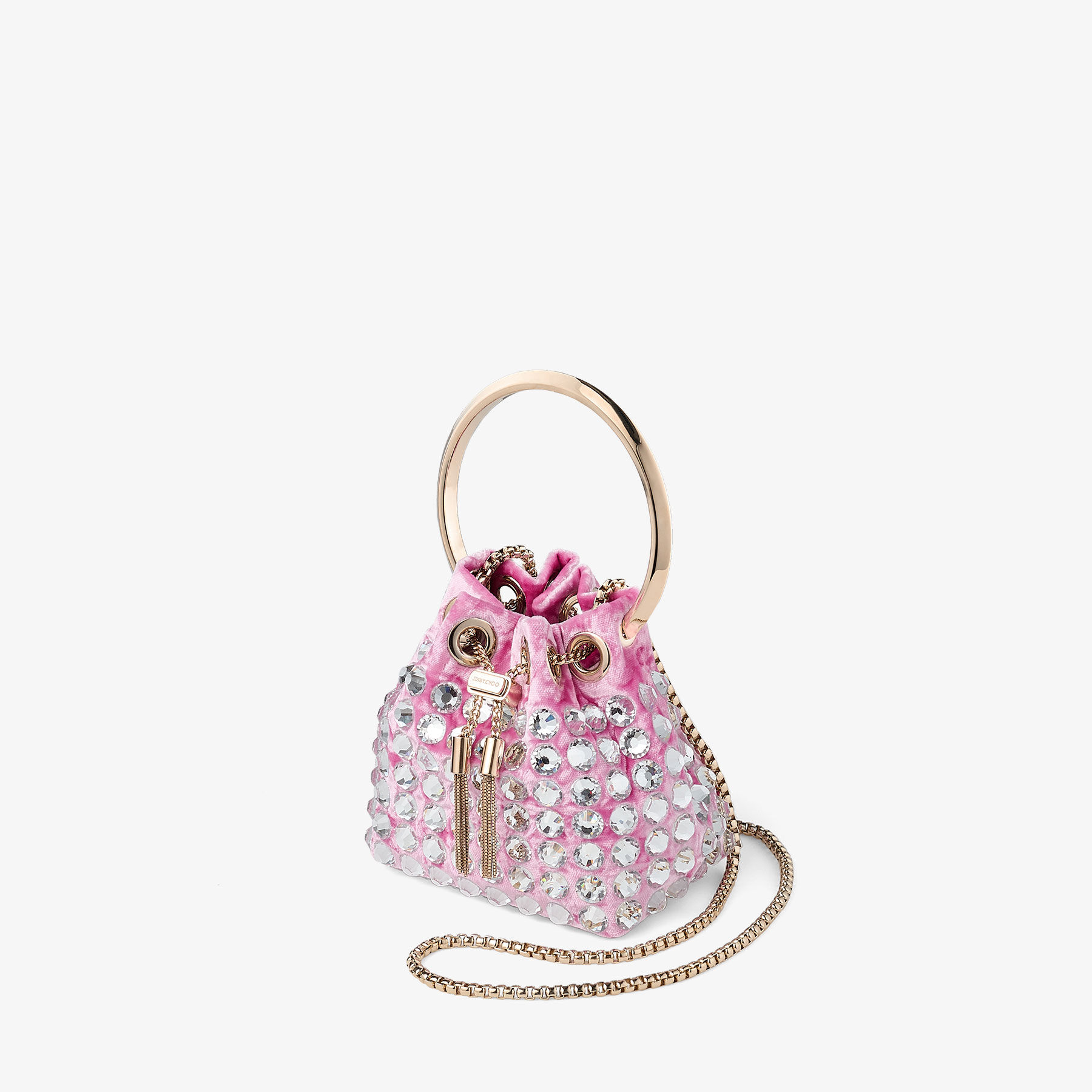 Micro Bon Bon | Magenta Crushed Velvet Mini Bag | JIMMY CHOO CA