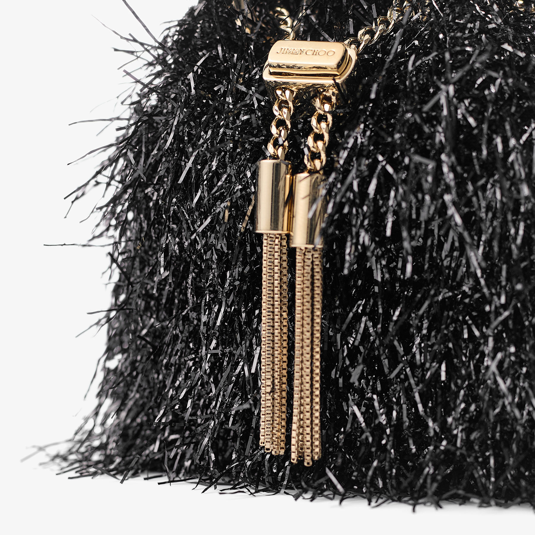 Micro Bon Bon | Black Tinsel Mini Bag | JIMMY CHOO CA