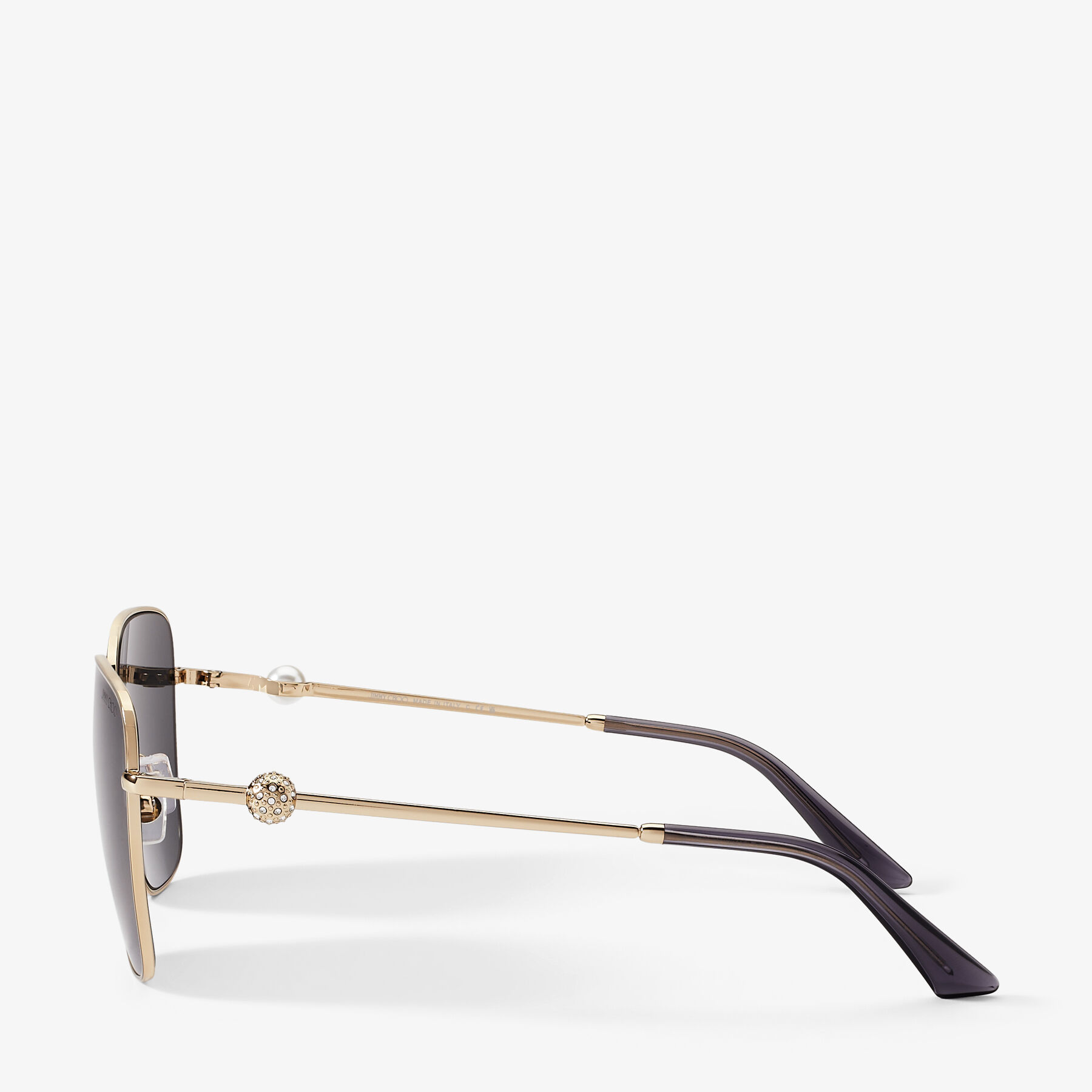 Pua | Pale Gold Square Sunglasses with Crystals | JIMMY CHOO
