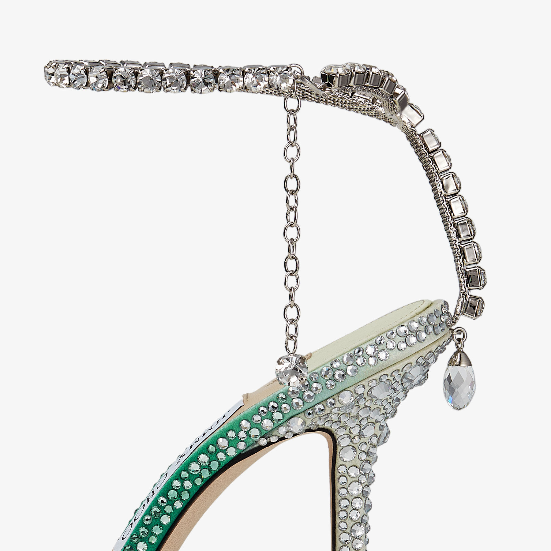Saeda 100 | Emerald Satin Pumps with crystals | JIMMY CHOO