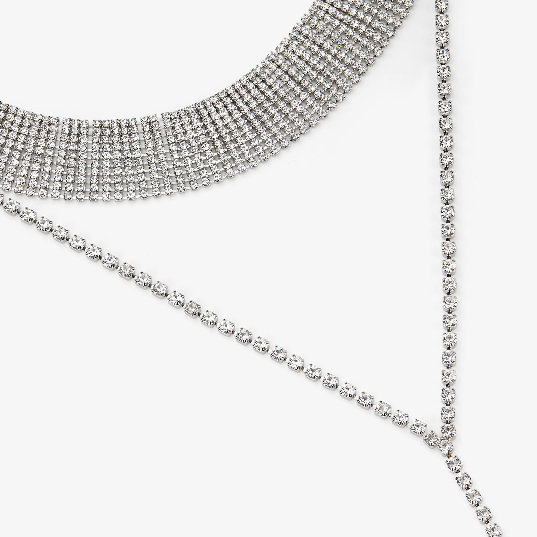 Saeda Necklace | Silver-Finish Metal Chain Necklace with Crystal ...