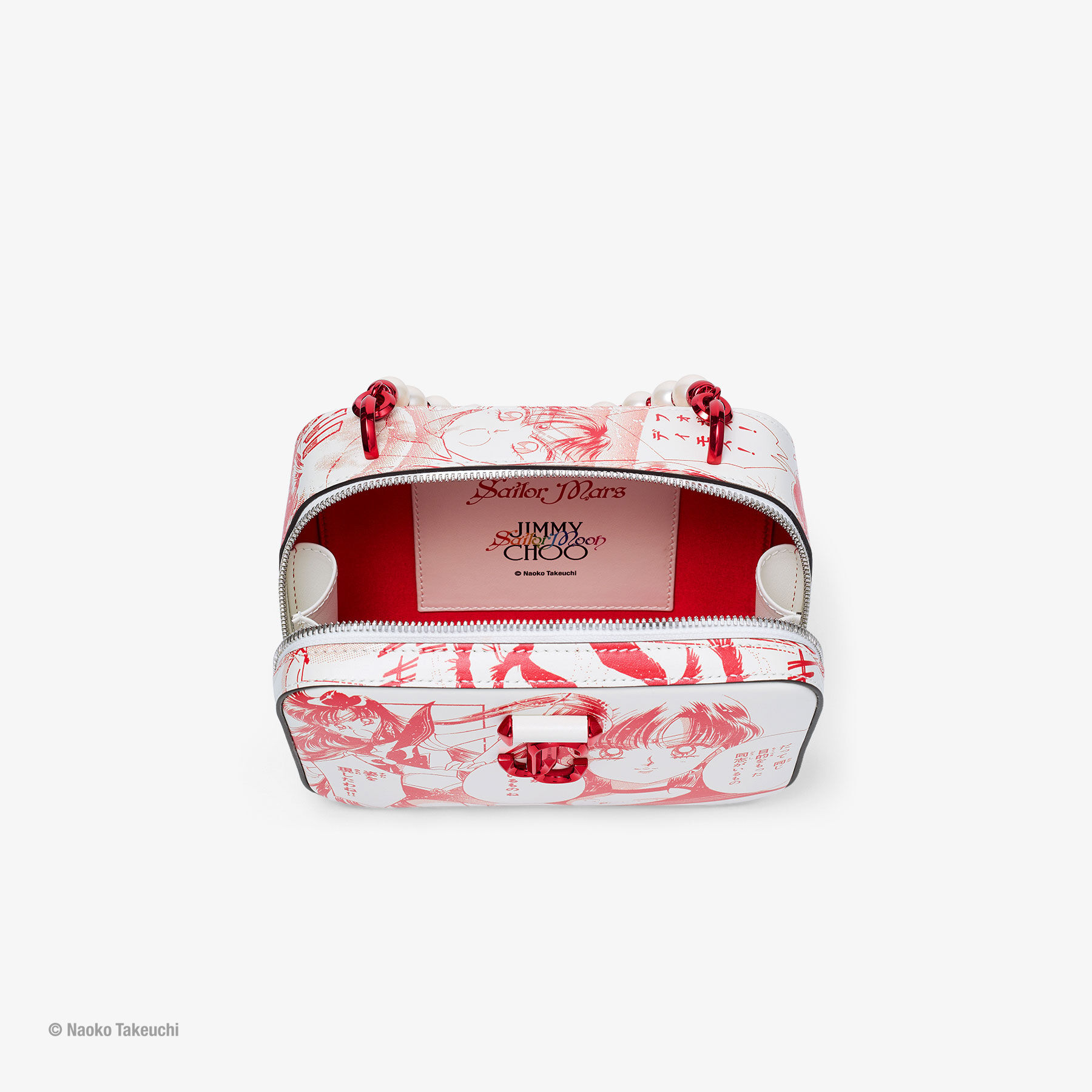 Sailor Mars Avenue Vanity Bag|Red Leather Top Handle| JIMMY CHOO CA