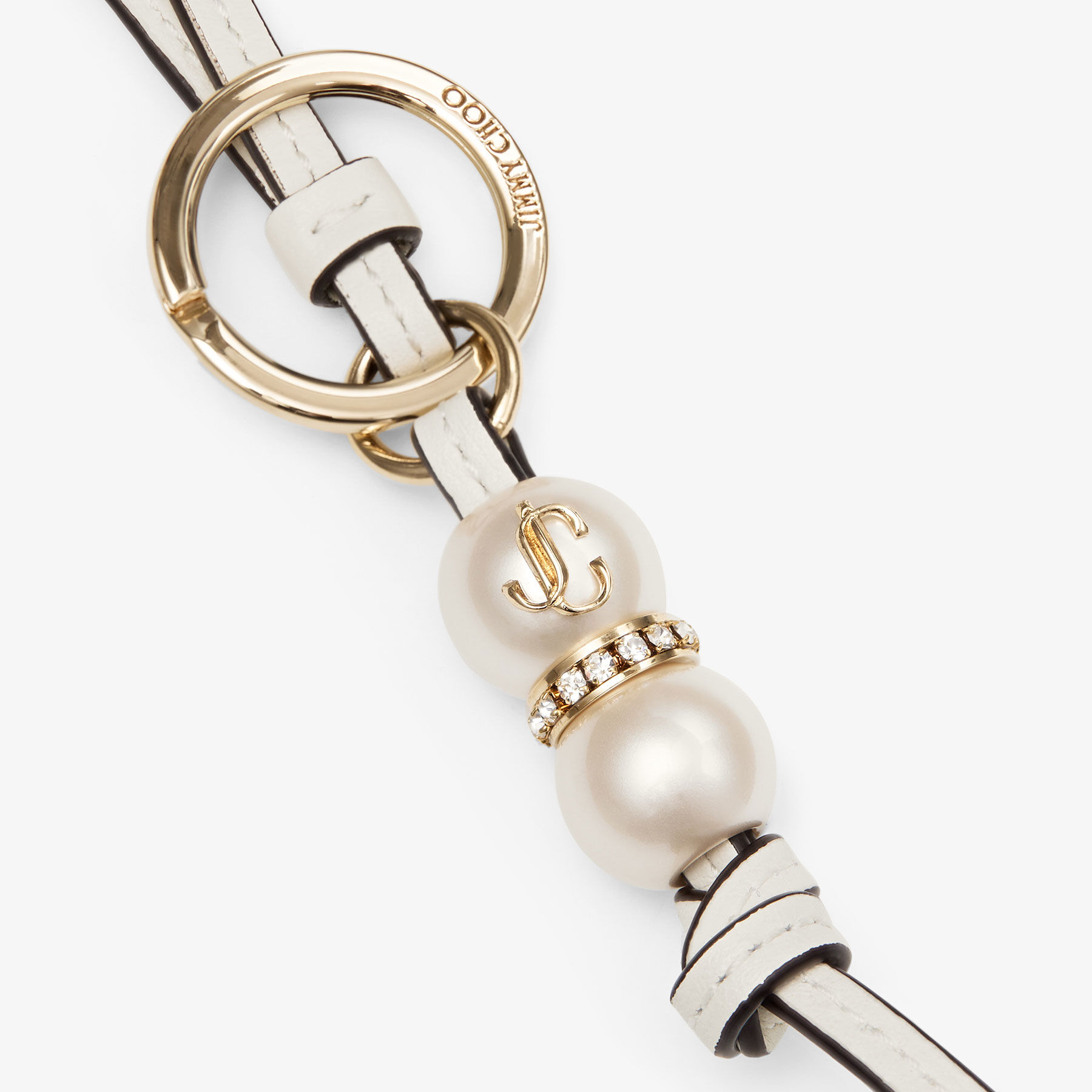 Spheres Charm | Latte Leather Pearl Bag Charm | JIMMY CHOO CA