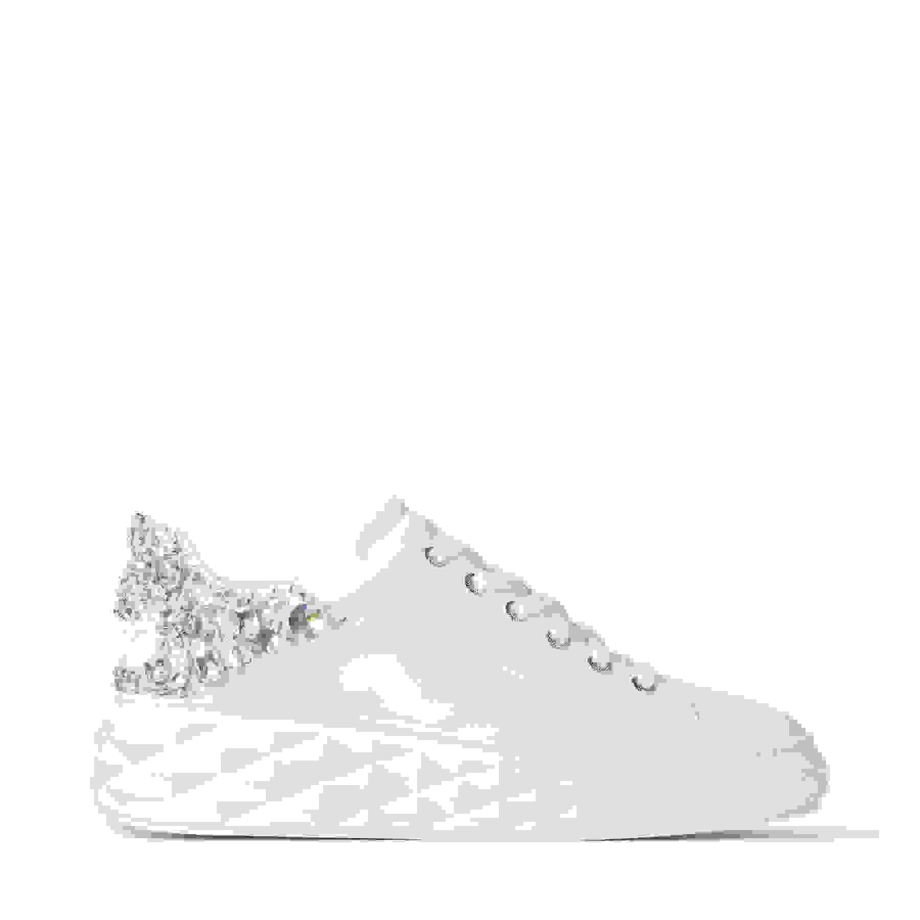Diamond Maxi/F Ii | White and Silver Nappa Leather Trainers with Crystals | New Collection ...