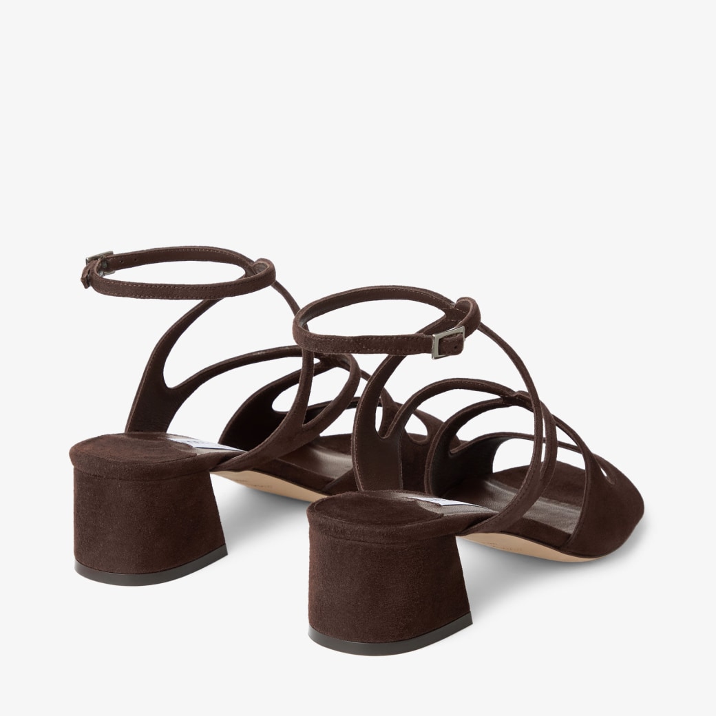 Azilia 45 |Chocolate Suede Strappy Sandal | JIMMY CHOO