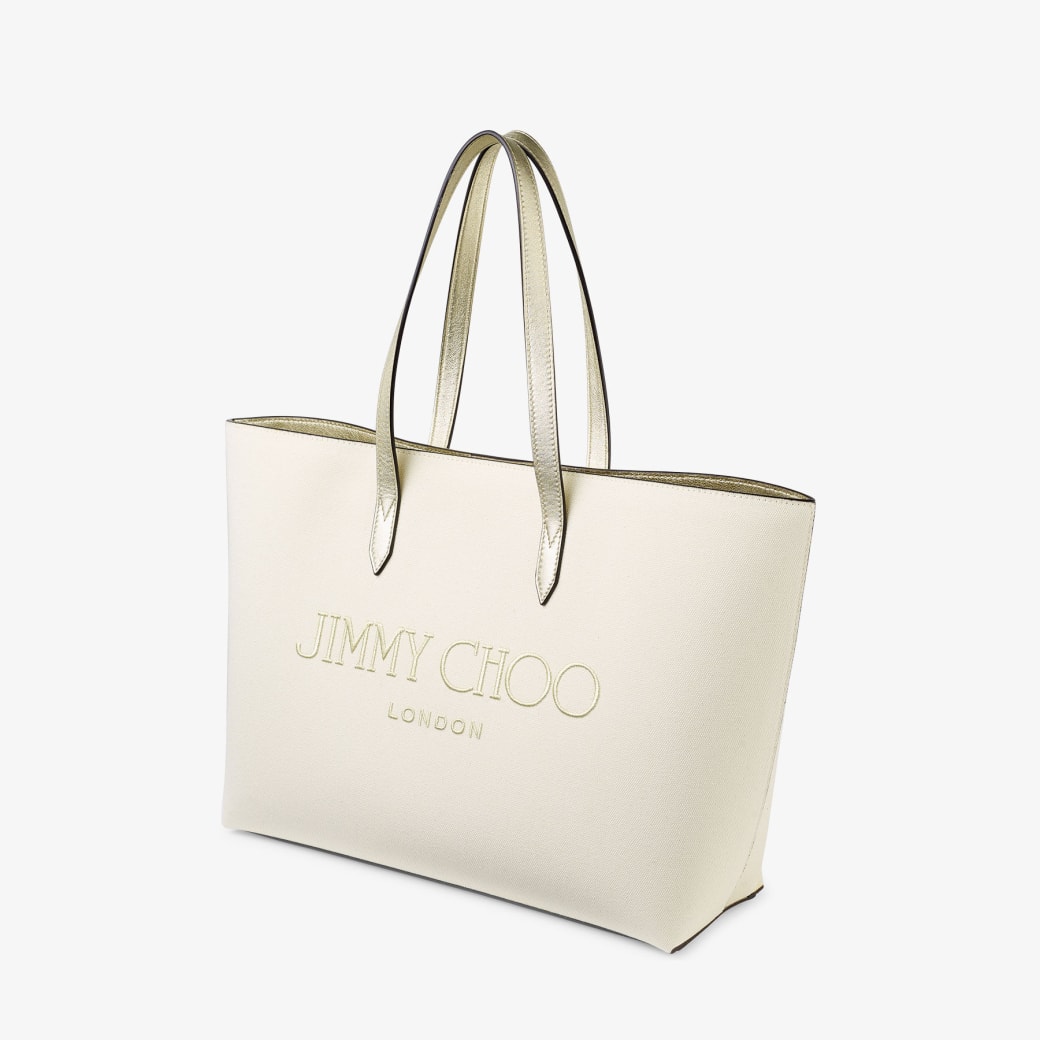 Canvas Logo Tote |Ecru Canvas Tote Bag | JIMMY CHOO