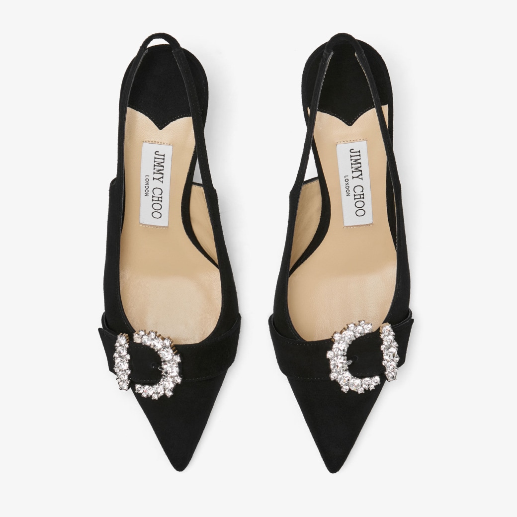 Cheri Sling Back 65 |Black Suede Slingback with Crystal Embellishment ...