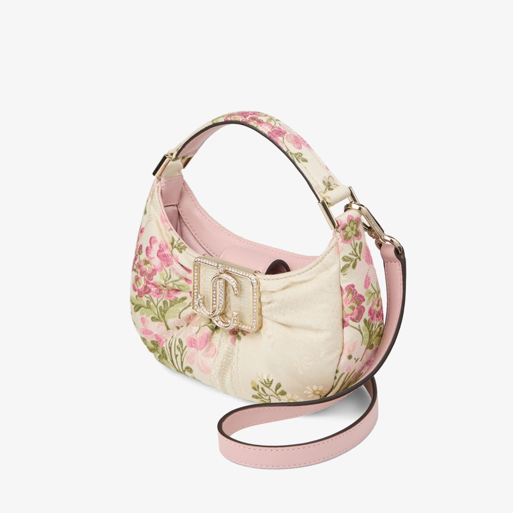 Edie Hobo Mini | Rose Floral Jacquard Mini Bag | JIMMY CHOO UK