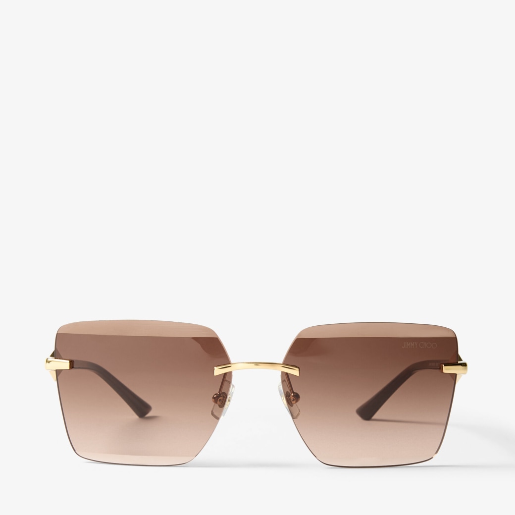 Isaline | Gold Square Sunglasses | JIMMY CHOO UK
