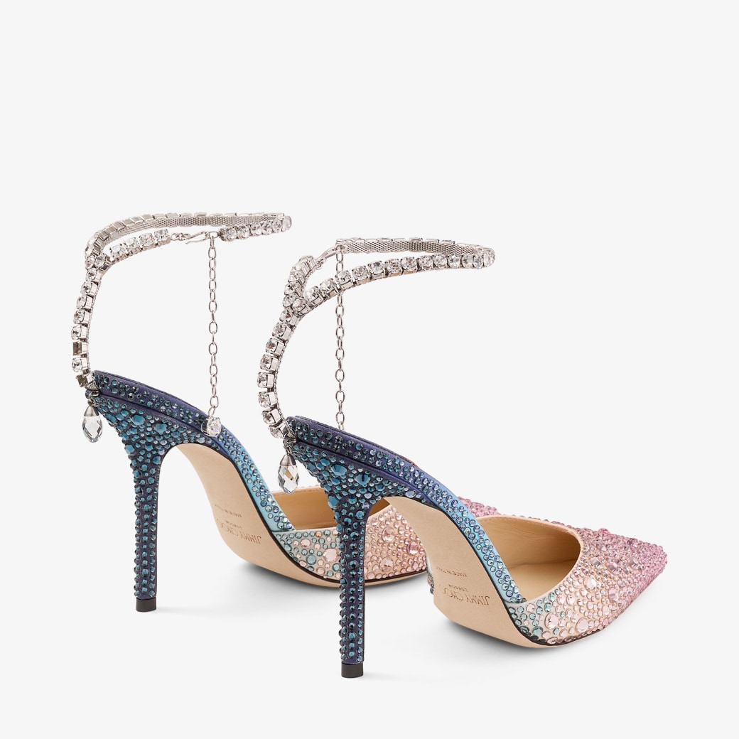 Saeda 100 | Sunrise Satin Crystal Pumps | JIMMY CHOO UK