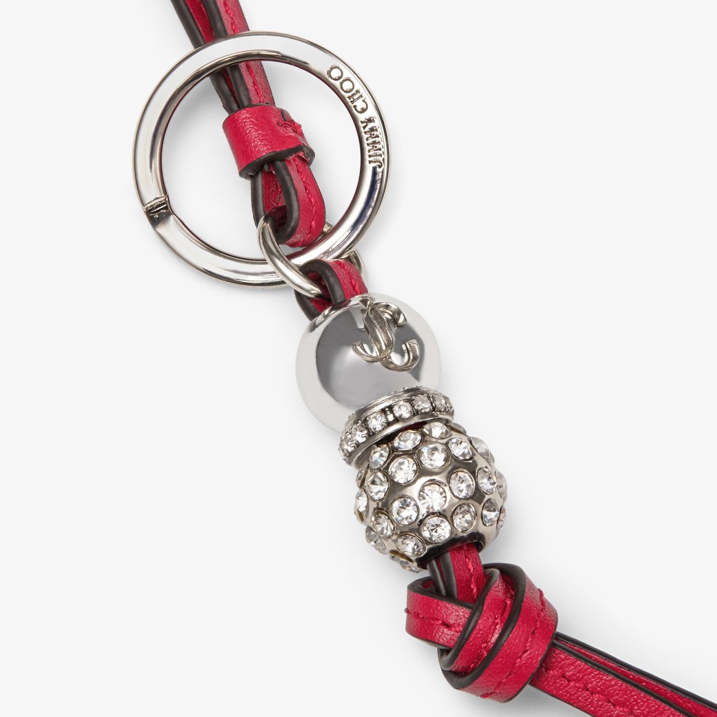 Spheres Charm | Ruby Red Leather Bag Charm | JIMMY CHOO