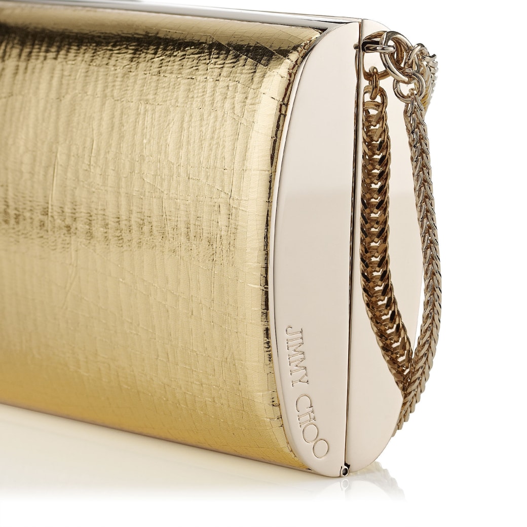 Gold Cracked Metallic Leather Clutch Bag | Carmen | Pre Fall 14 | JIMMY ...
