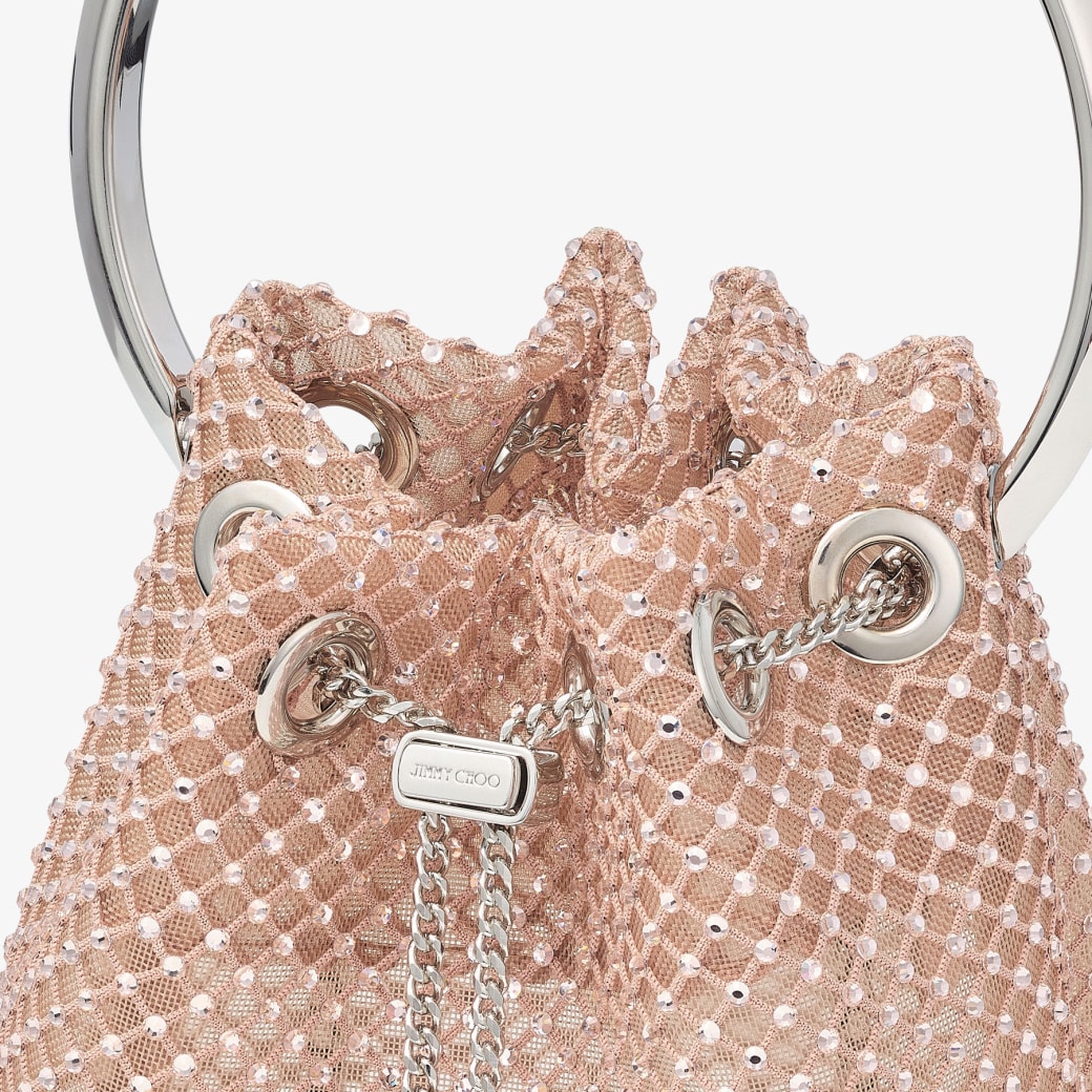Bon Bon | Macaron Satin Crystal Mesh Bag | JIMMY CHOO