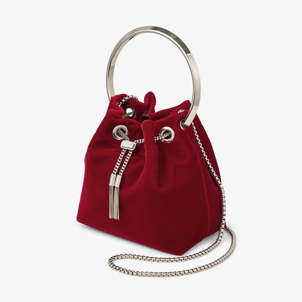 Bon Bon | Ruby Red Velvet Bag | JIMMY CHOO
