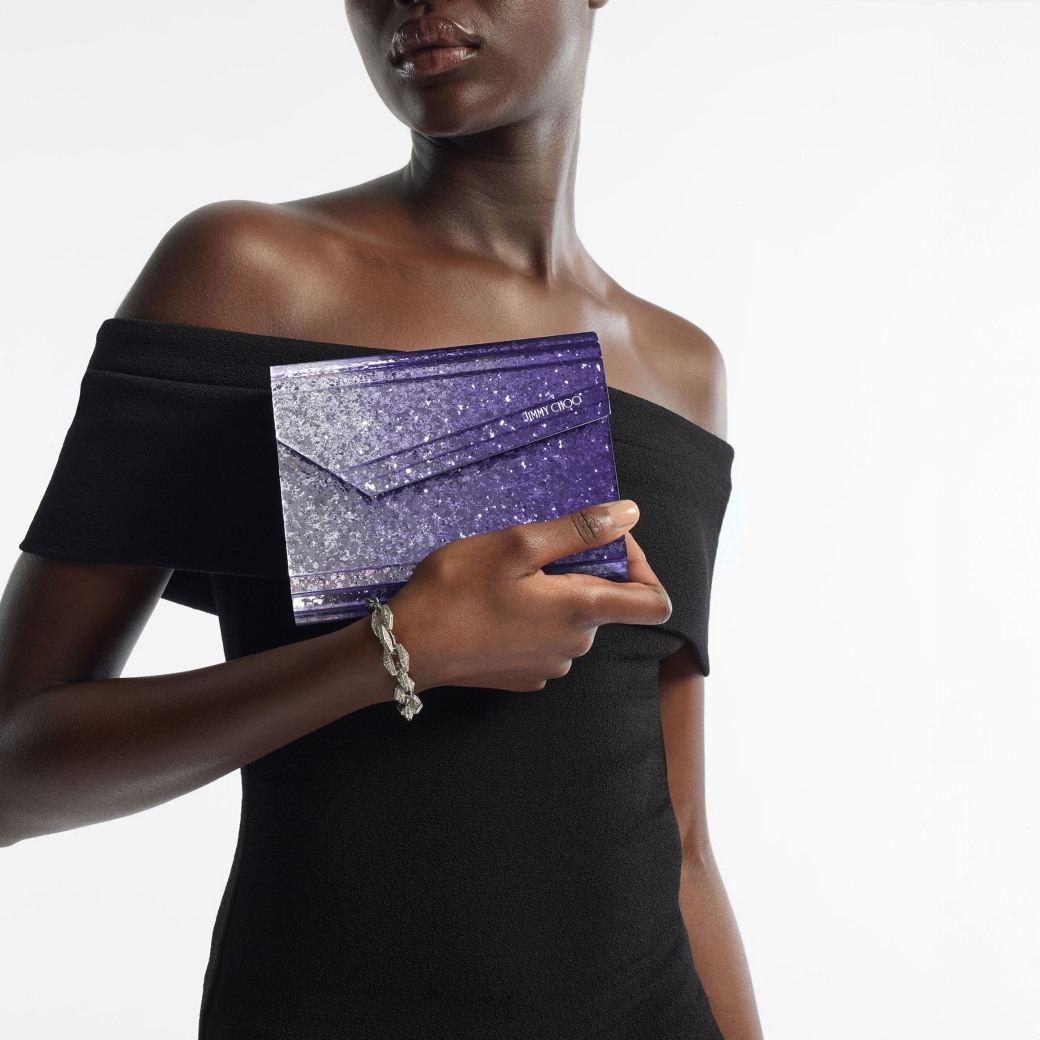 Candy | 坦桑蓝色闪粉亚克力手拿包 | JIMMY CHOO