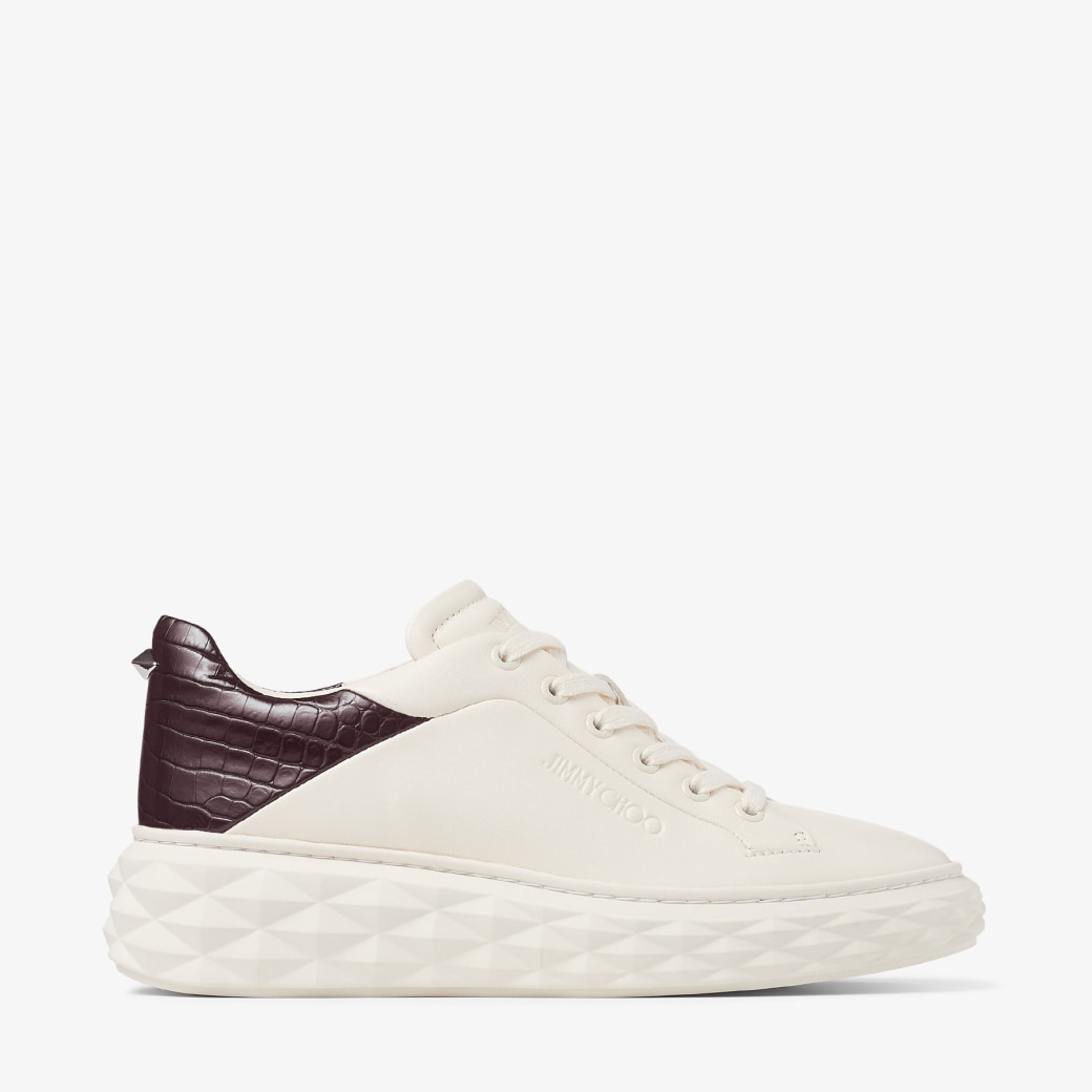 Diamond Maxi F II | Latte Croc Embossed Nappa Leather Trainers with ...