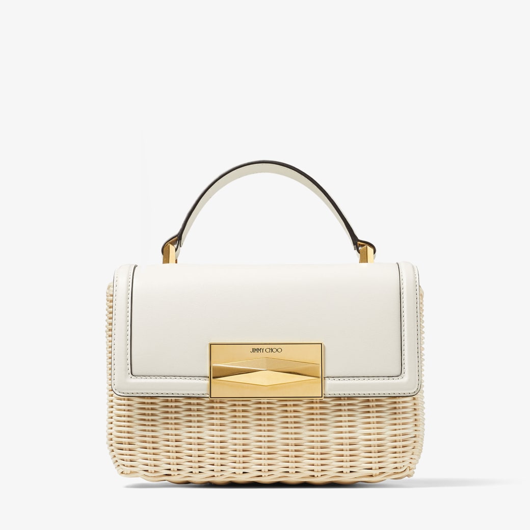 Diamond Top Handle | Natural/Latte Wicker and Leather Top Handle Bag ...