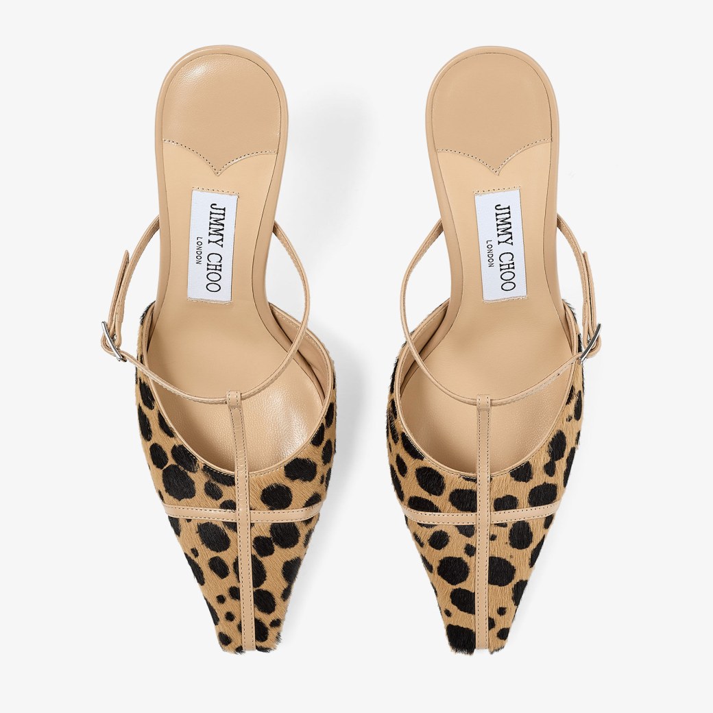 Gloria Mule 85 | Natural Cheetah Print Pony Leather Mules | JIMMY CHOO