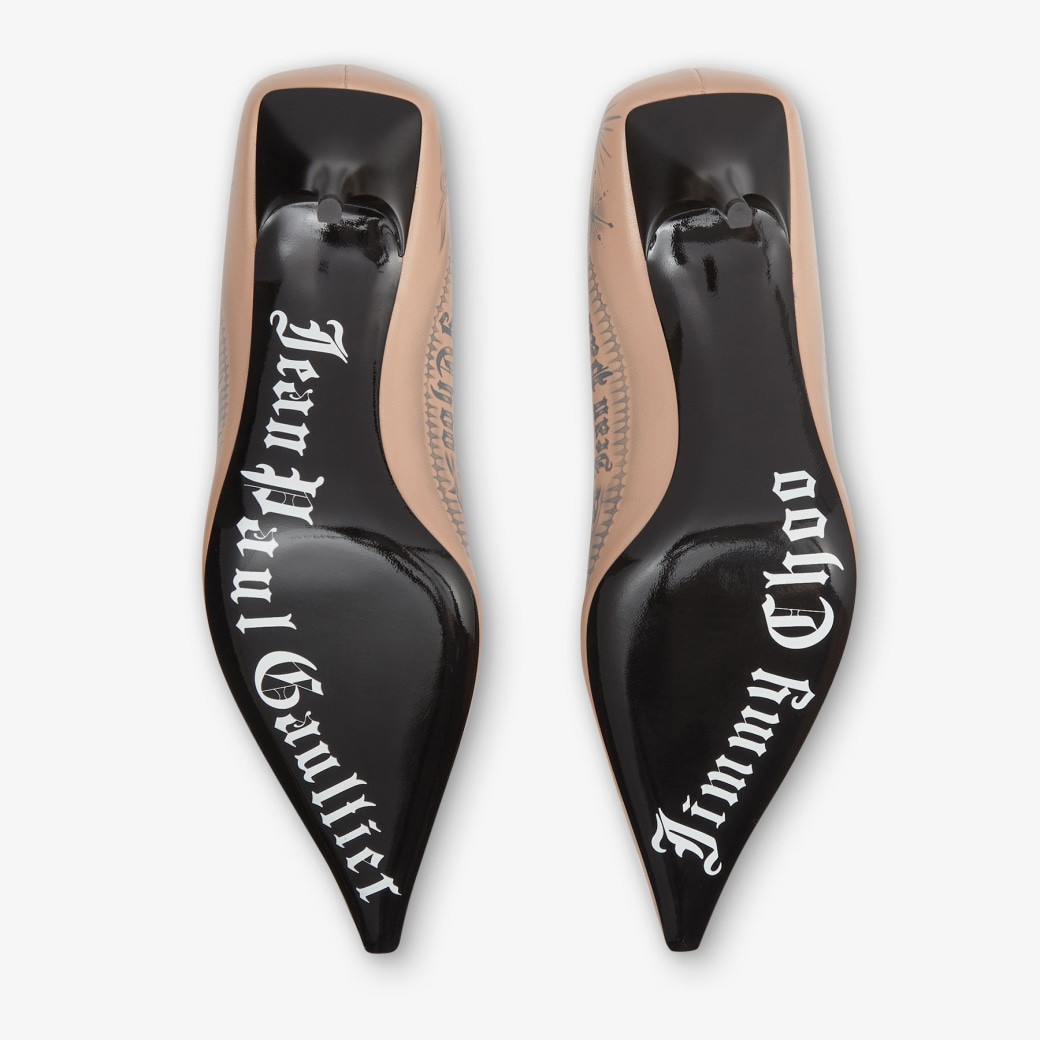 JIMMY CHOO / JEAN PAUL GAULTIER PUMP | Beige Tattoo Print Leather Pumps ...