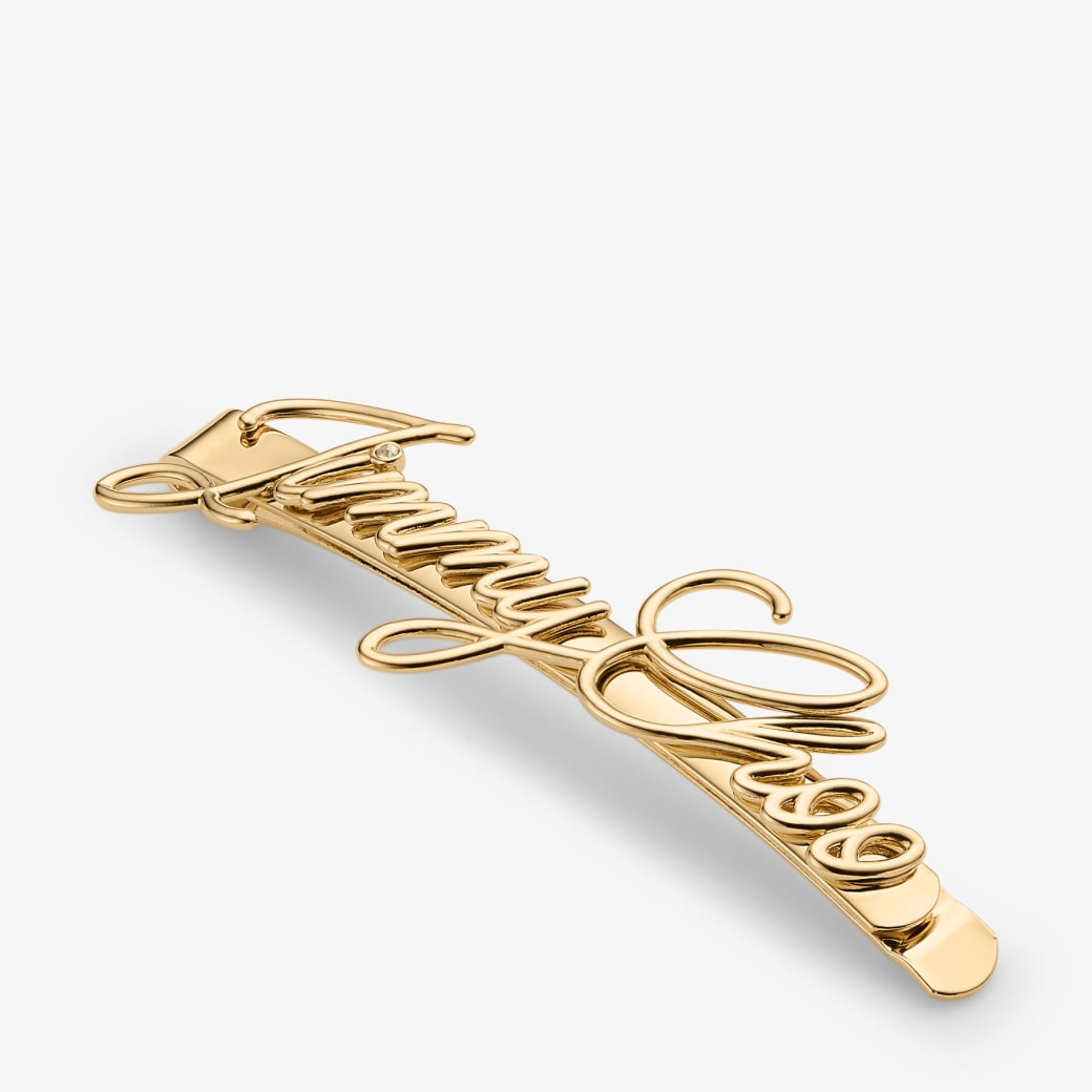 Logo Script Hairpin | Gold Finish Script Hairpin | JIMMY CHOO AU